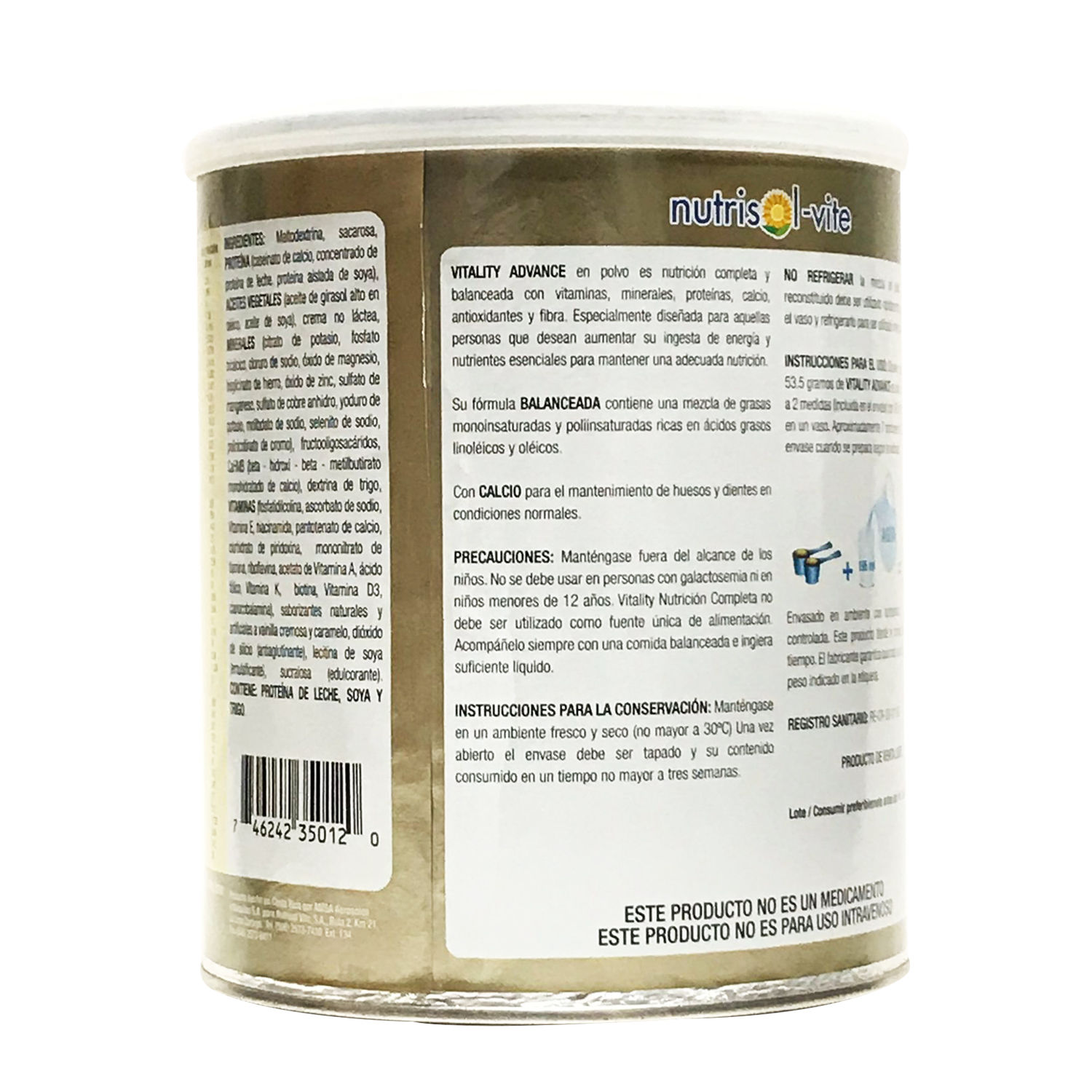 Complemento Polvo Alimenticio Vainilla Advanced Vitality Lata 400 G ...