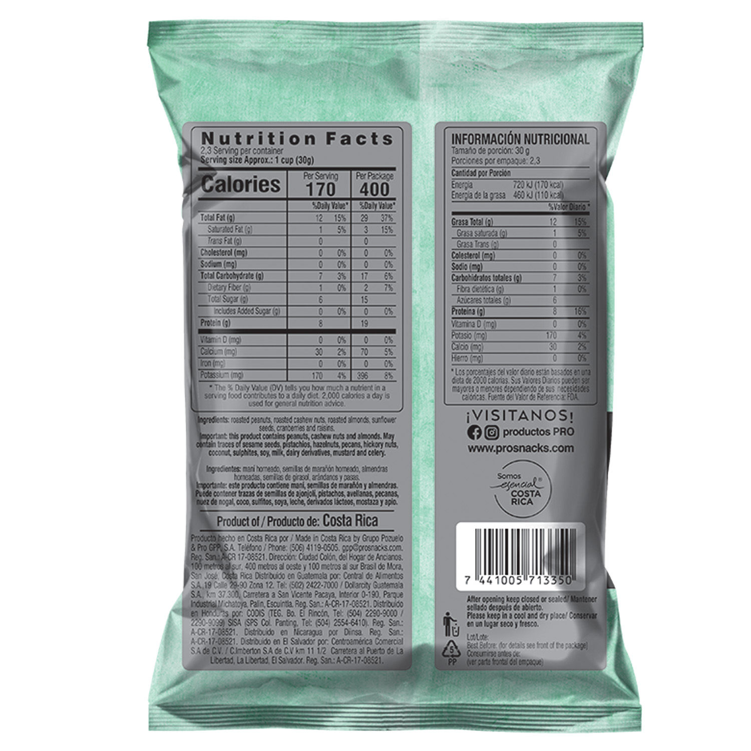 Semillas Mixtas Sin Sal Pro Pa Paquete 70 G | Auto Mercado