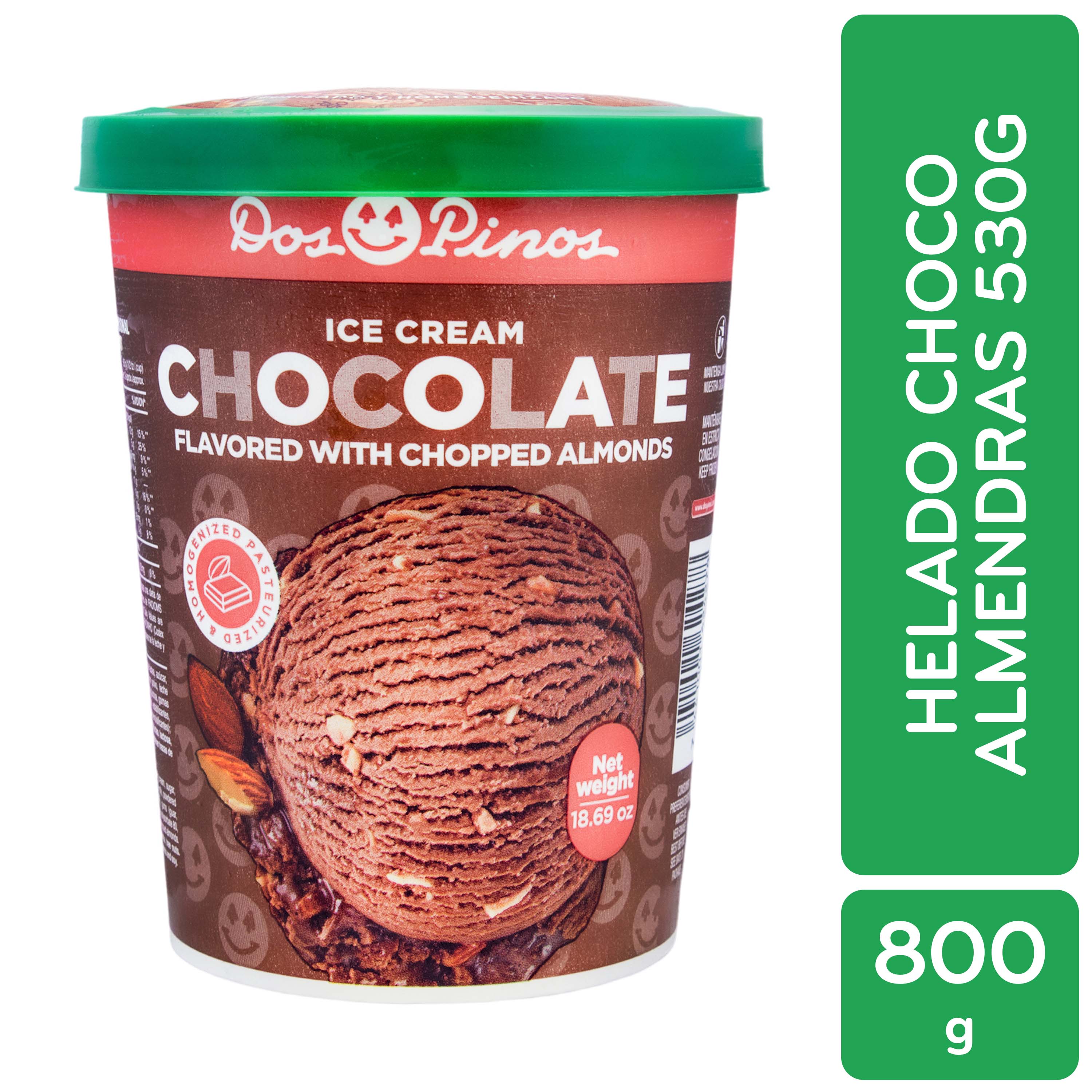 Helado Chocolate Almendras Dos Pinos Envase 530 G | Auto Mercado