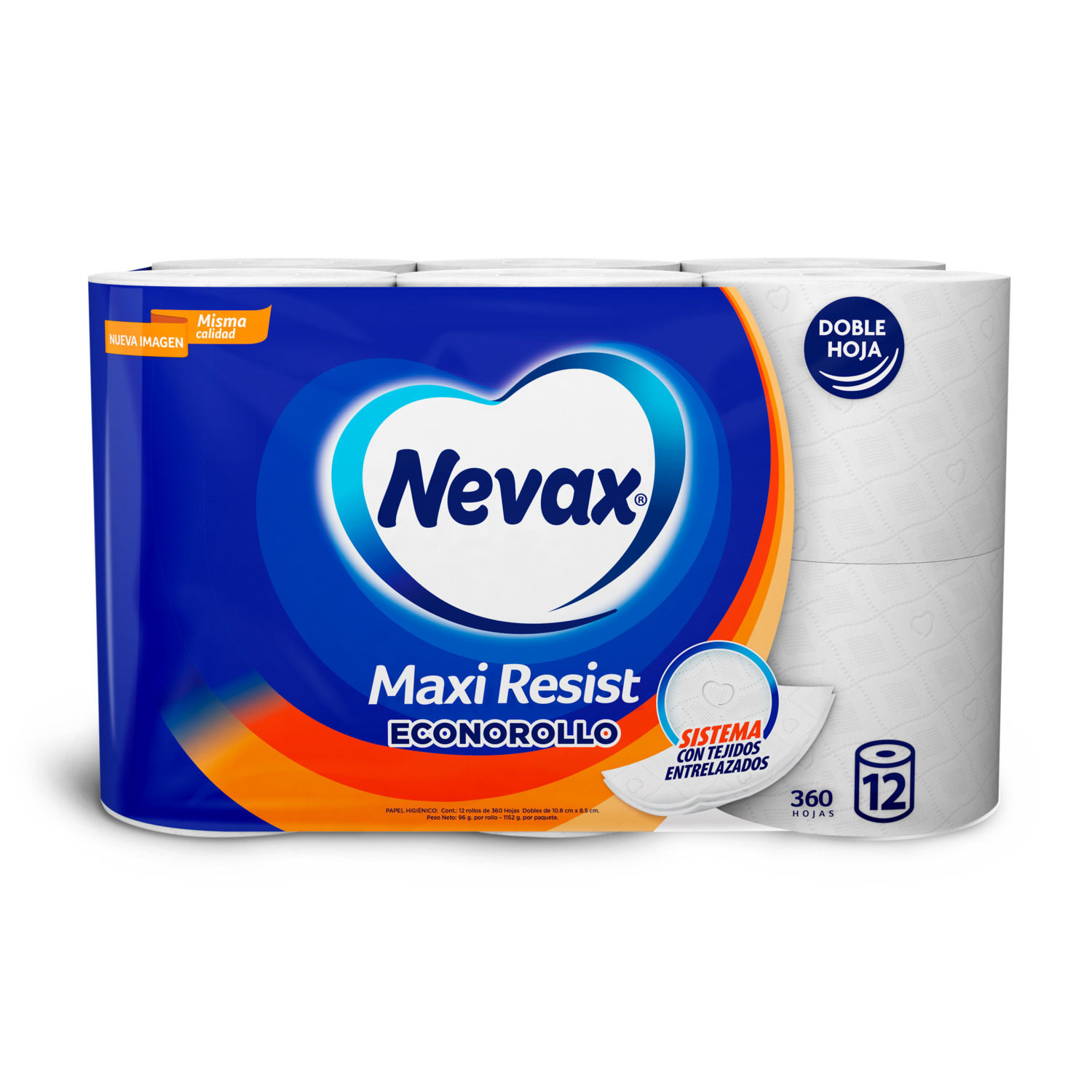 Papel Higienico Doble Hoja Maxi Resist 12u Nevax Paquete 1260 G | Auto ...