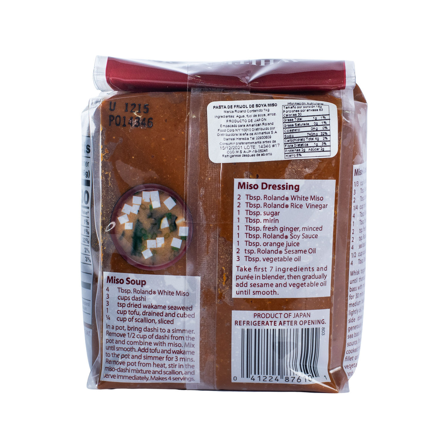 Salsa Pasta Miso Roland Bolsa 1000 G | Auto Mercado