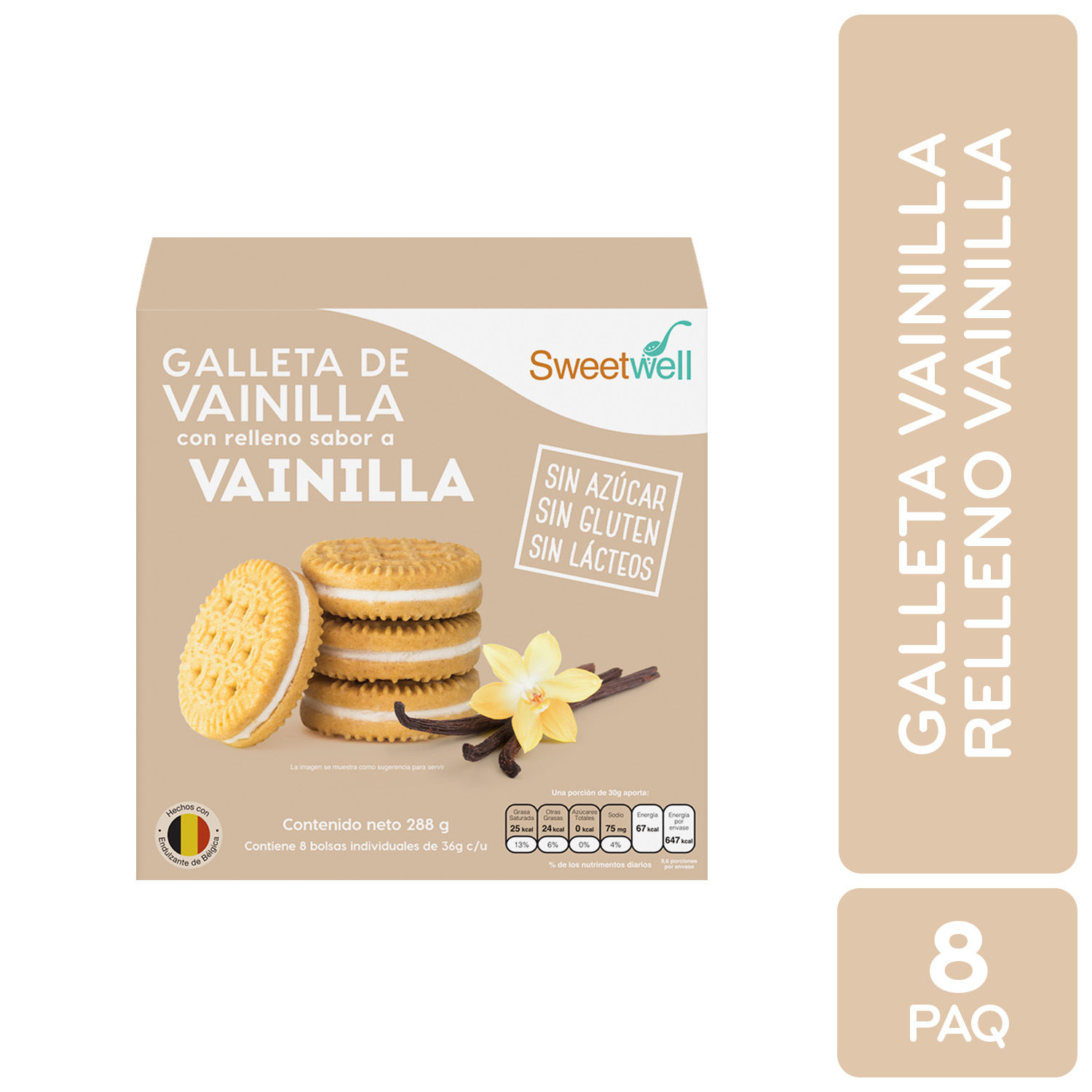 Galleta Dulce Sin Azucar Vainilla Sweetwell Caja 288 G | Auto Mercado