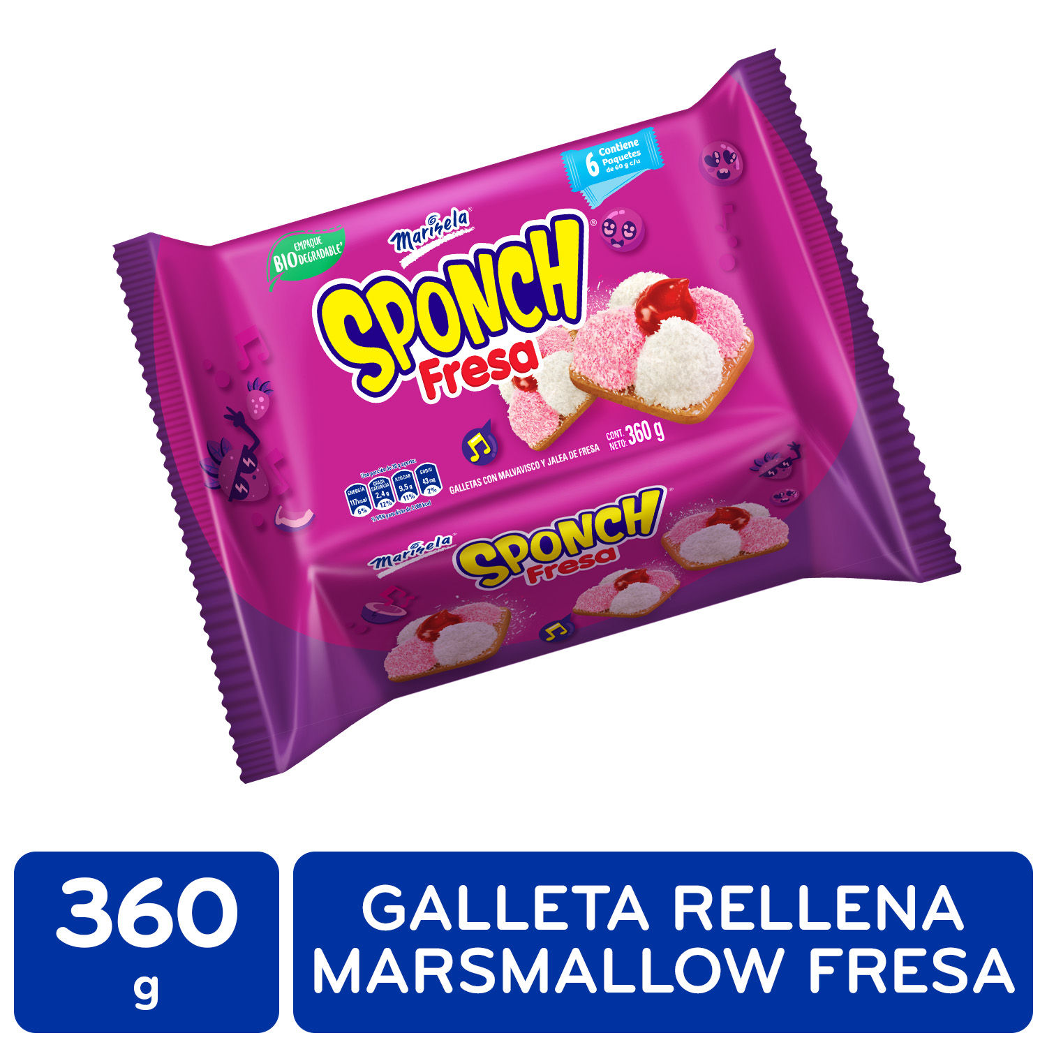 Galleta Dulce Rellena Fresa Sponch Marinela Paquete 360 G | Auto Mercado