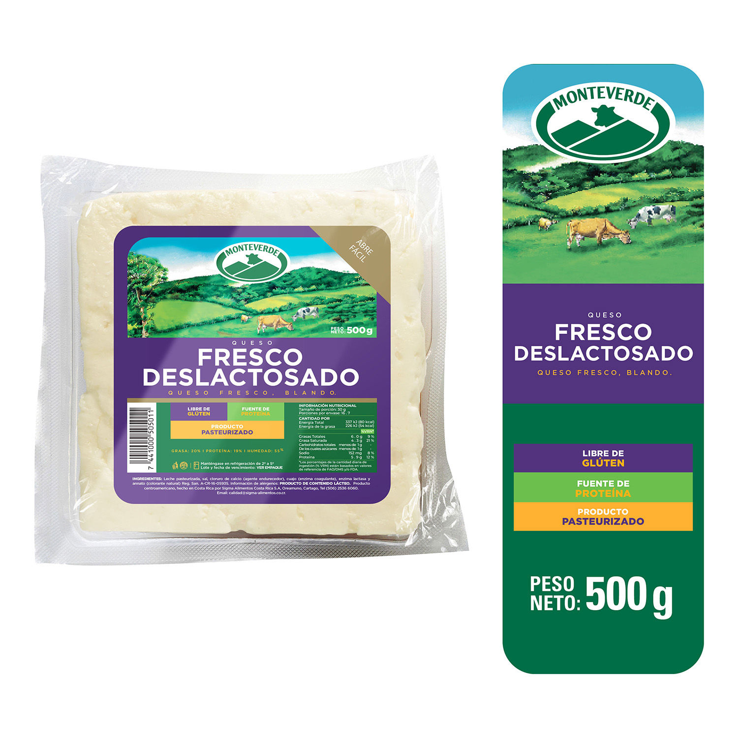 Queso Turrialba Deslactosado Monteverde Paquete 500 G | Auto Mercado