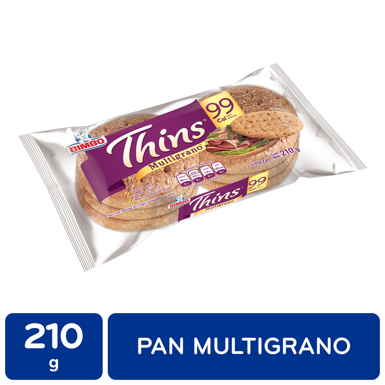 Pan Empacado Integral Sandwich Multigrano Bimbo Paquete 210 G | Auto ...