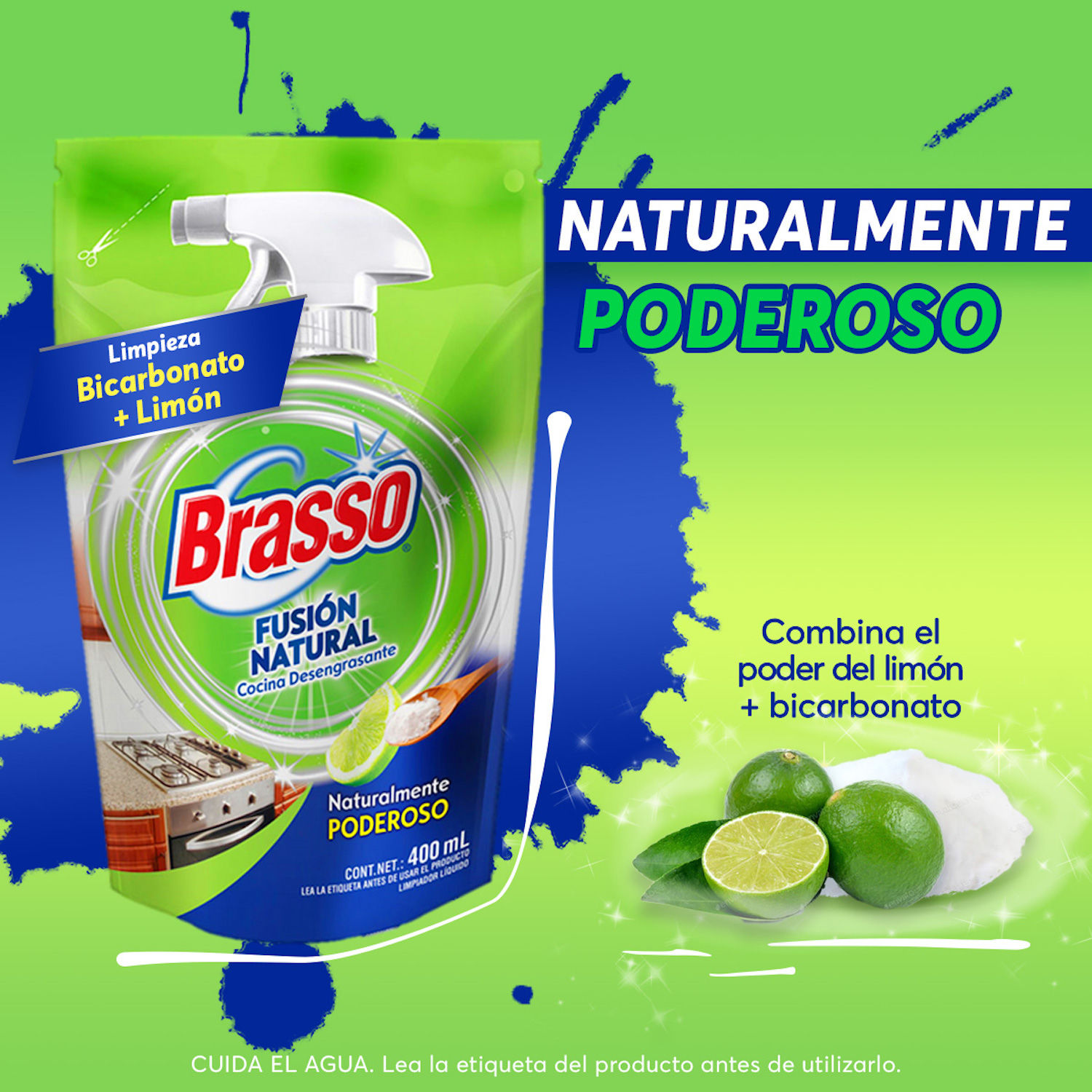 Limpiador Cocina Antigrasa Fusion Limon Brasso Bolsa 400 Ml Auto Mercado