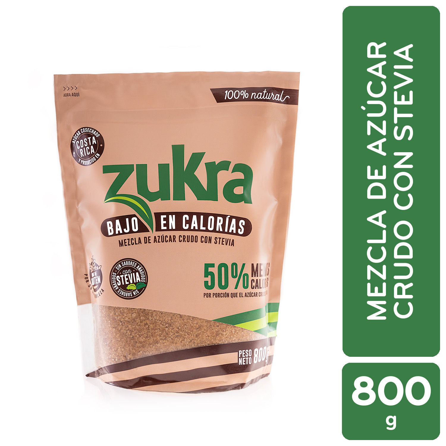Azucar Crudo Stevia Zukra Bolsa 800 G | Auto Mercado