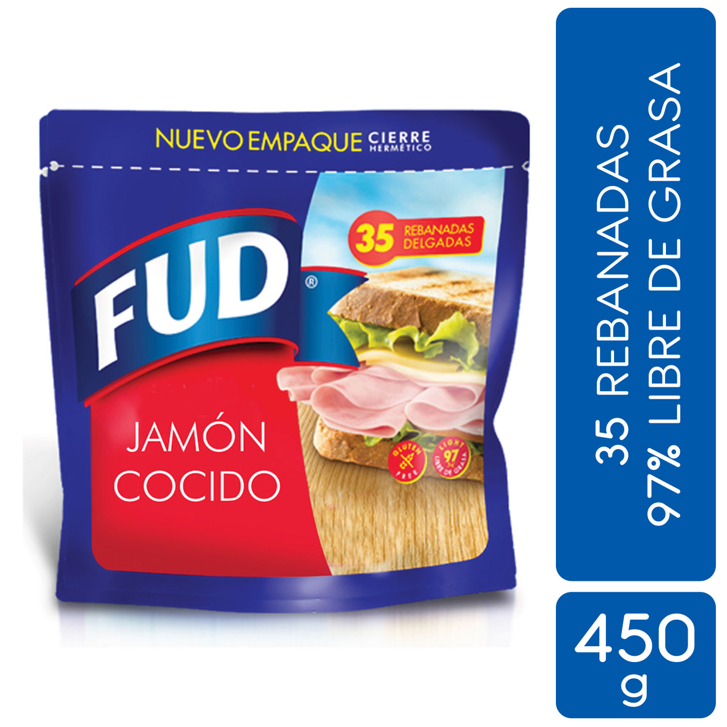 Jamon Cocido Rebanado Fud Paquete 450 G | Auto Mercado
