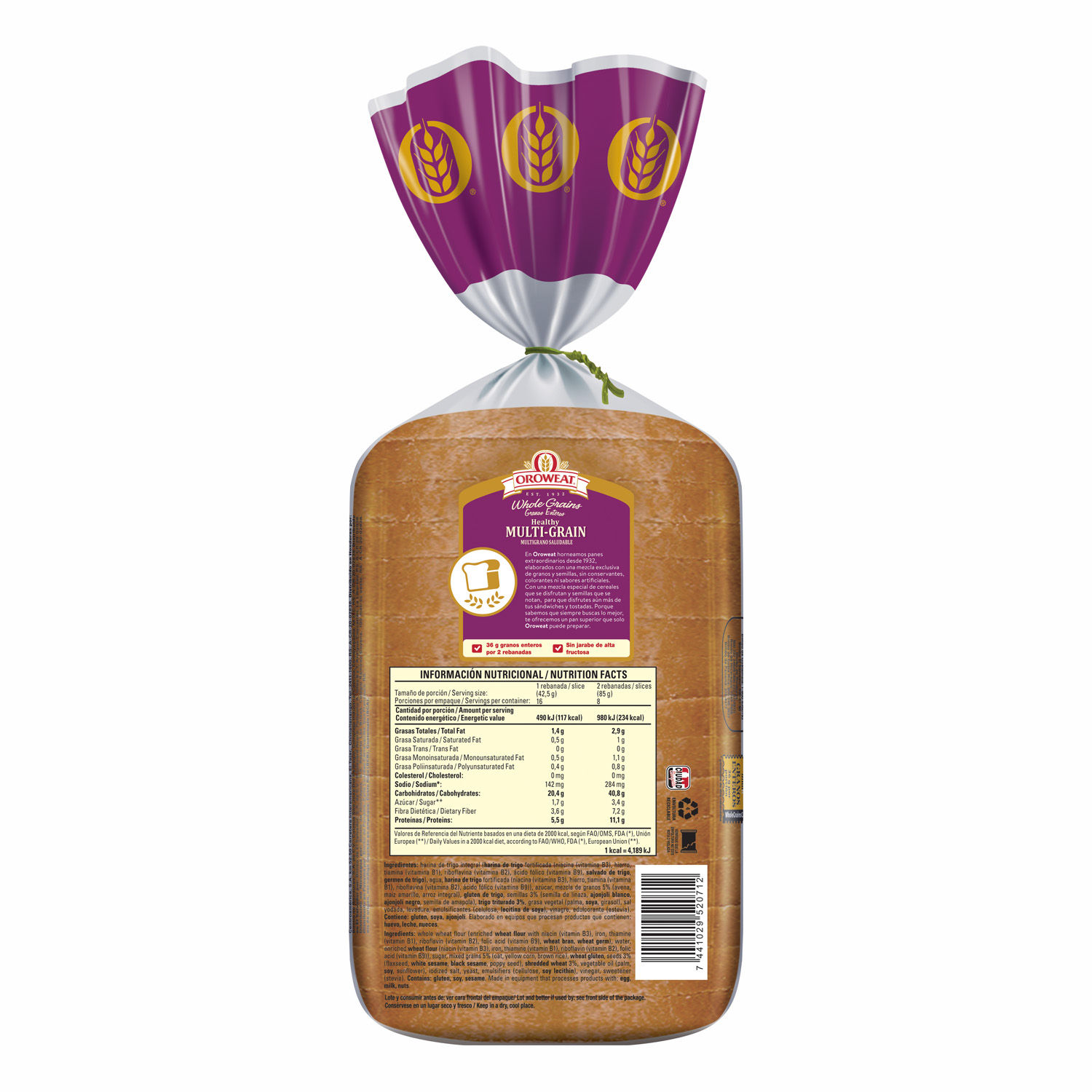 Pan Empacado Integral Multigrano Oroweat Paquete 680 G | Auto Mercado