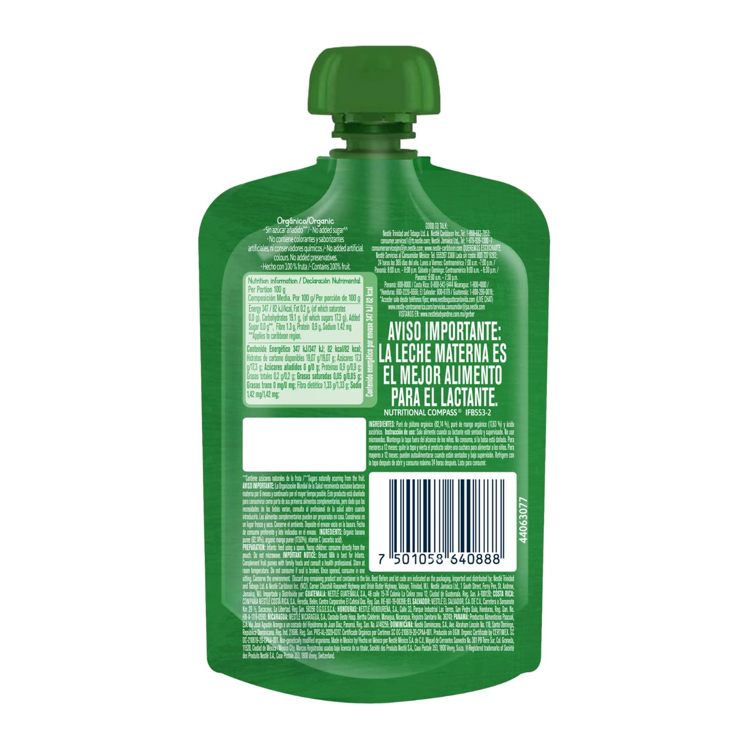 Colado Doy Pack Organico Banano Gerber Envase 100 G | Auto Mercado