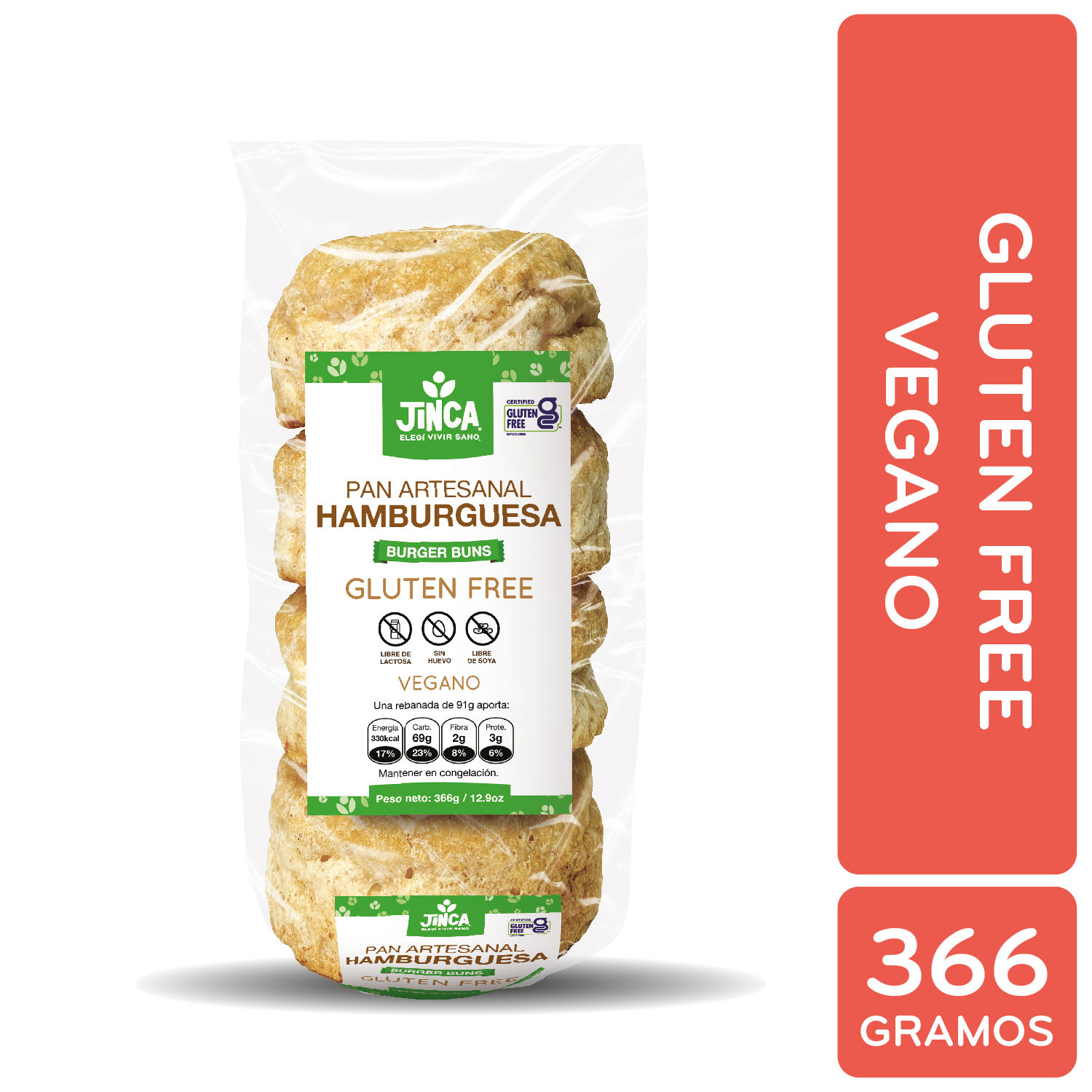 Pan Hamburguesa Vegano Jinca Foods Paquete 366 G | Auto Mercado