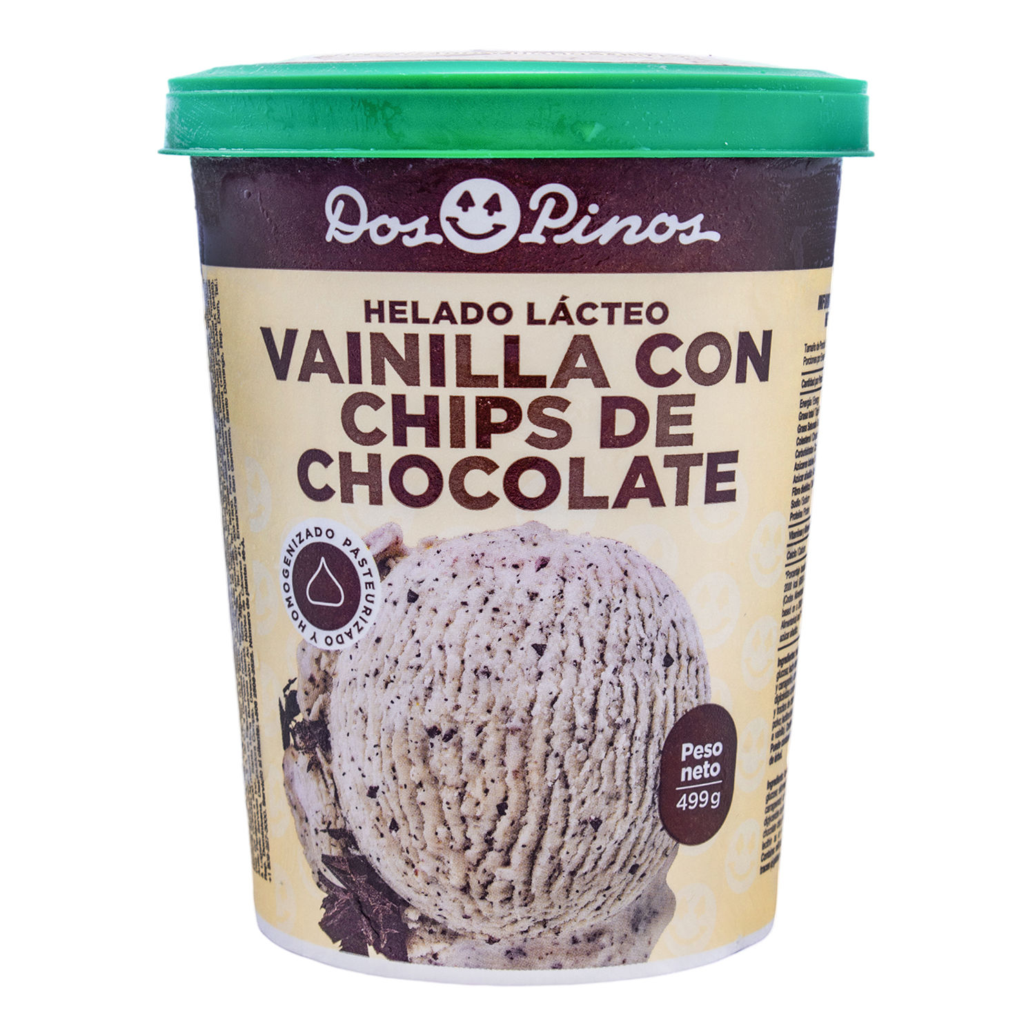 Helado Vainilla Chips Dos Pinos Envase 499 G | Auto Mercado