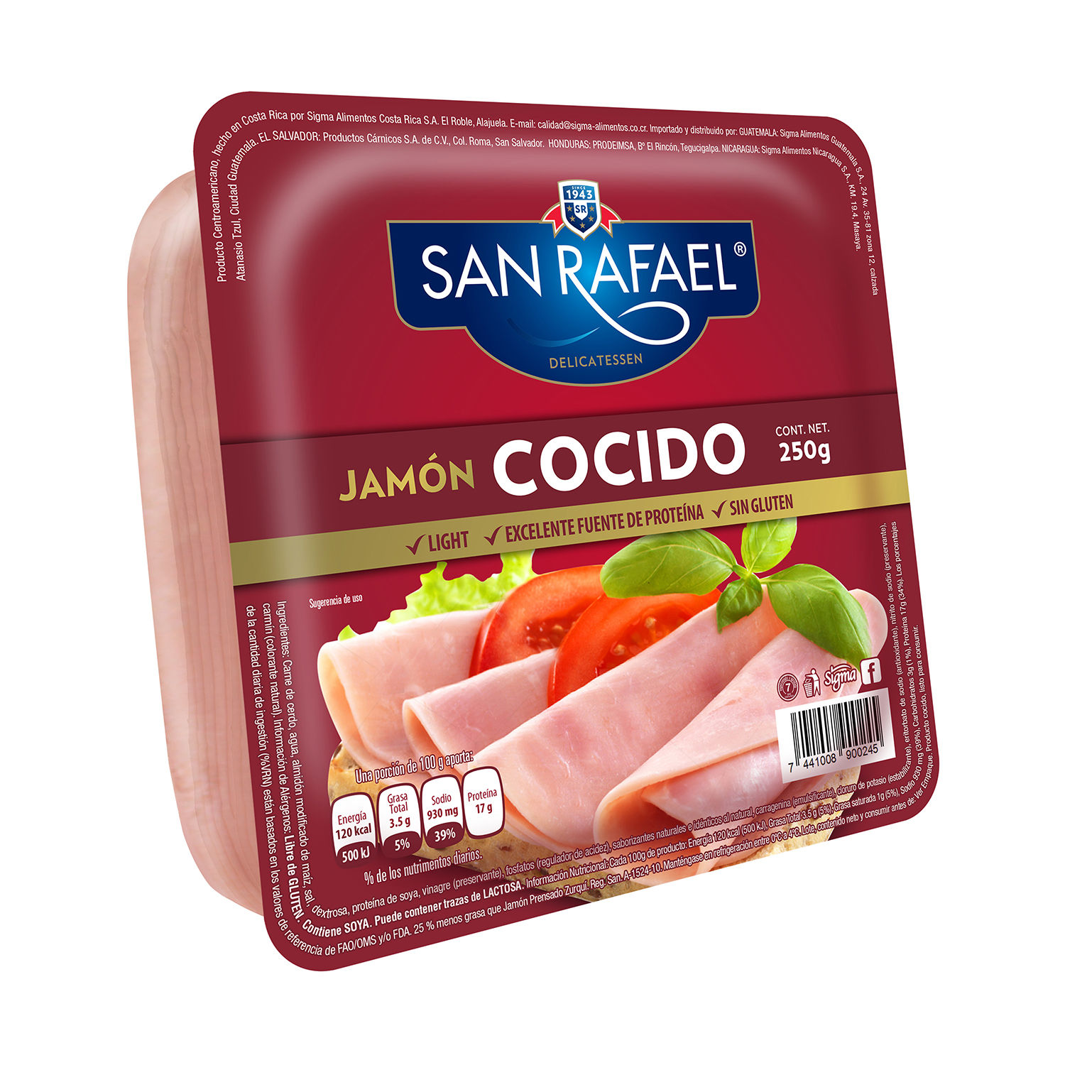 Jamon Cocido Light Sin Gluten San Rafael | Auto Mercado