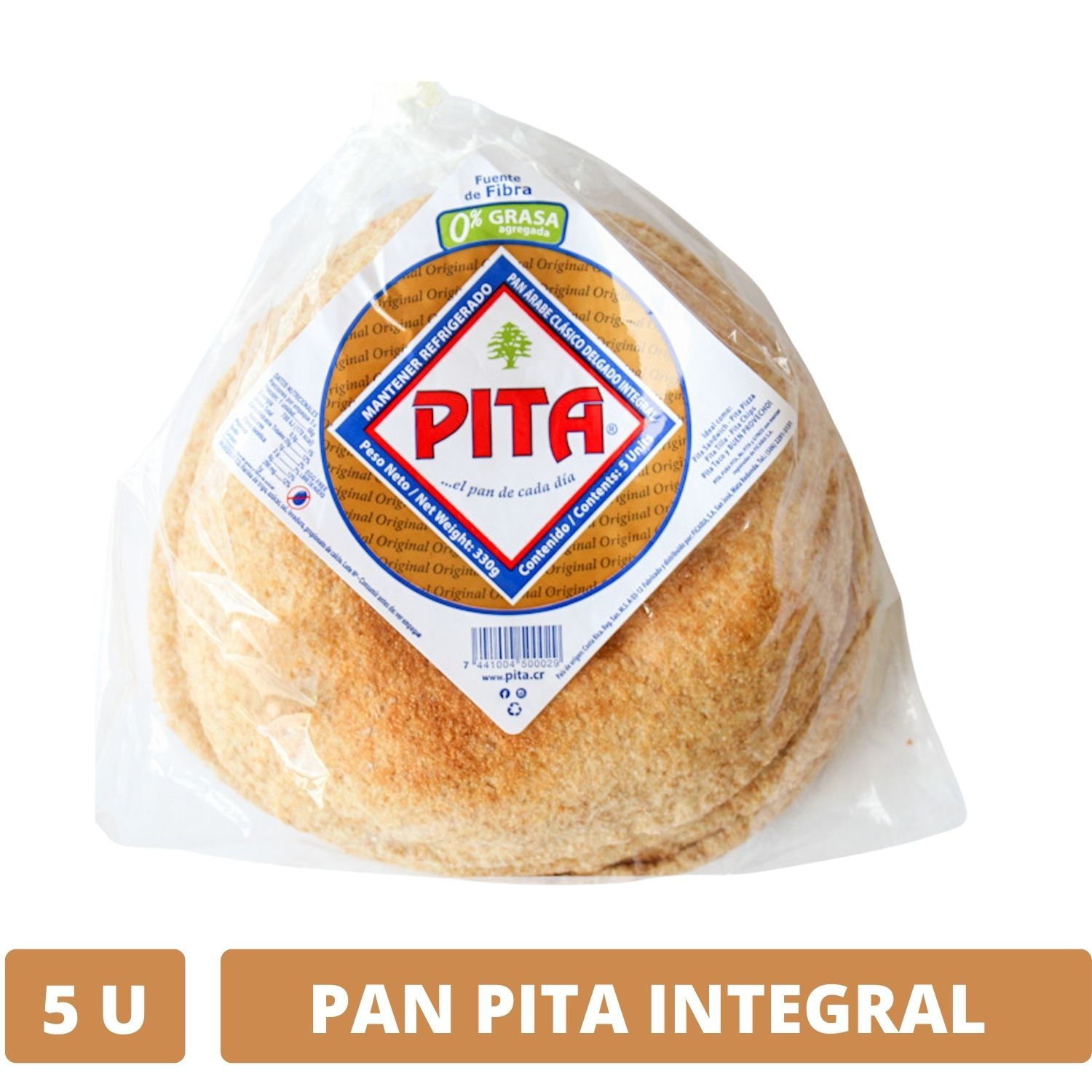 Pan Refrigerado Pita Integral 5u Paquete 330 G | Auto Mercado