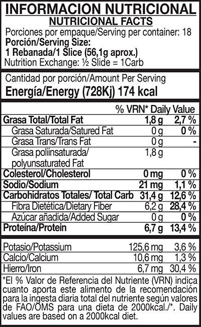 Pan Empacado Integral Linaza Konig Paquete 1000 G | Auto Mercado