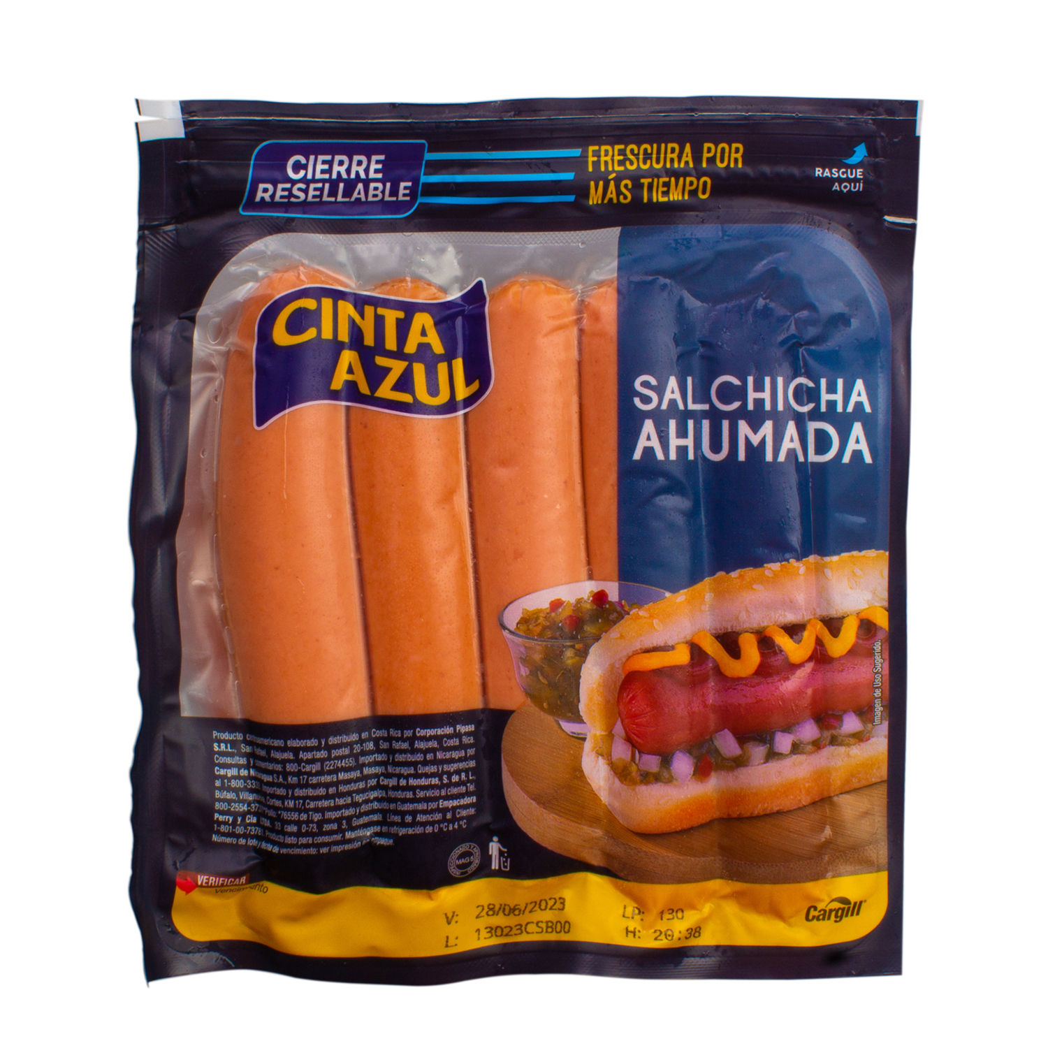 Salchicha Ahumada Hot Dog Cinta Azul Paquete 480 G | Auto Mercado