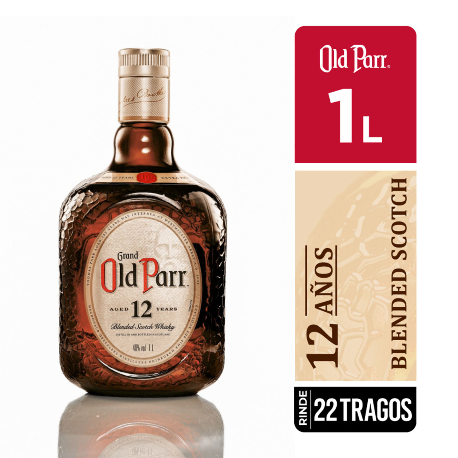 Whisky Escoces 12 Años Old Parr Botella 1000 Ml | Auto Mercado