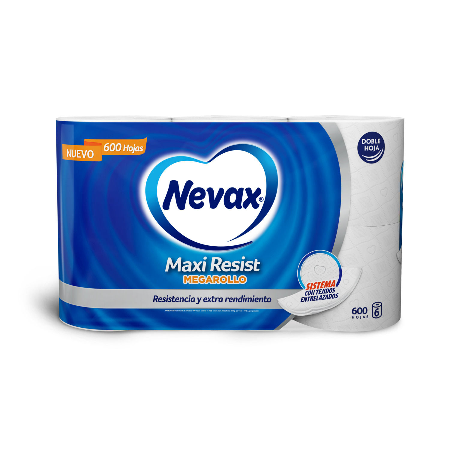 Papel Higienico Doble Hoja Maxi Resist 6u Nevax Paquete 954 G | Auto ...