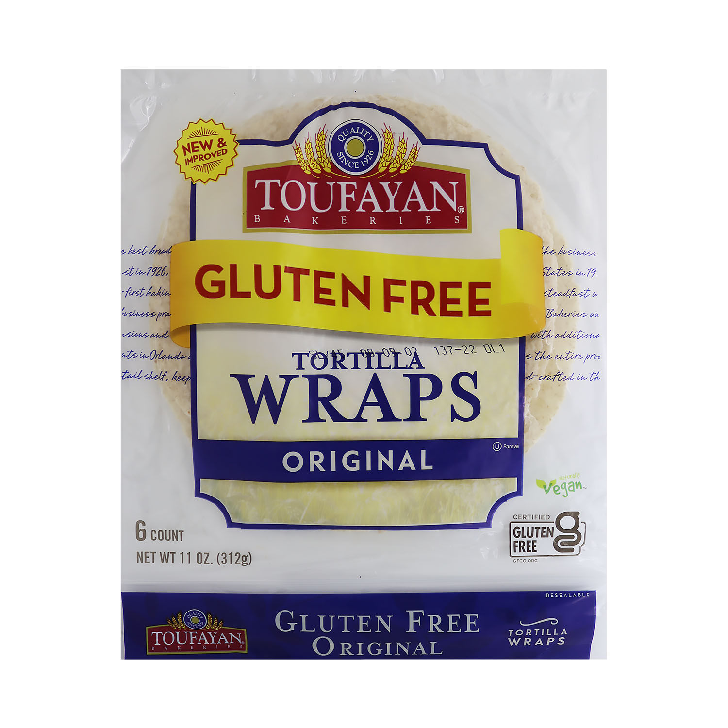 Tortillas Wraps Original Sin Gluten Toufayan Paquete 312 G | Auto Mercado