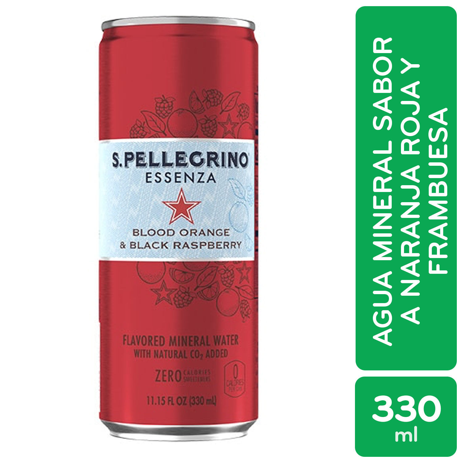 Agua Gasificada Saborizada Naranja Roja Y Frambuesa San Pellegrino Lata ...