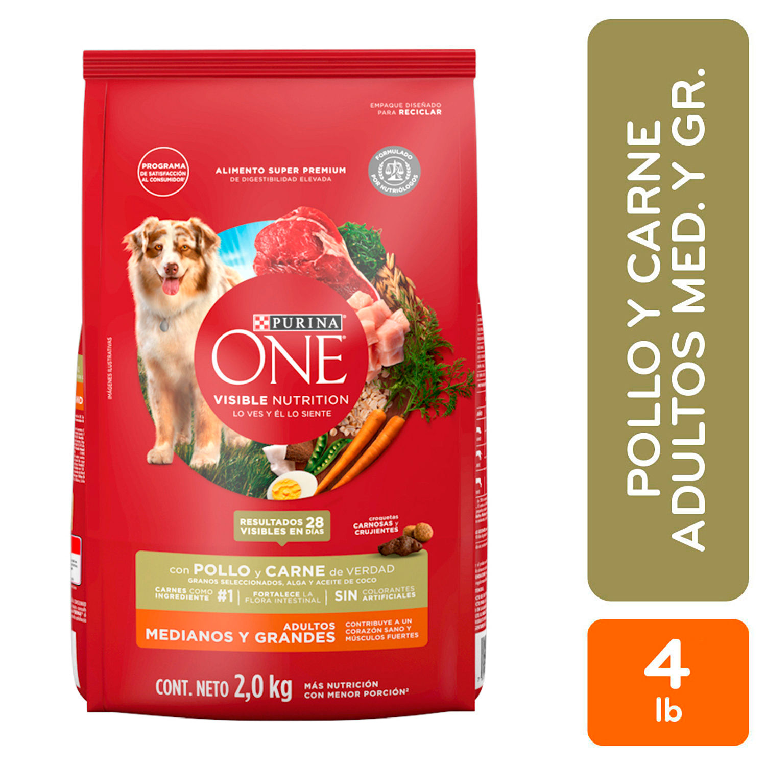 Alimento Perro Seco Adulto Pollo Y Carne Raza Mediana Y Grande Purina ...