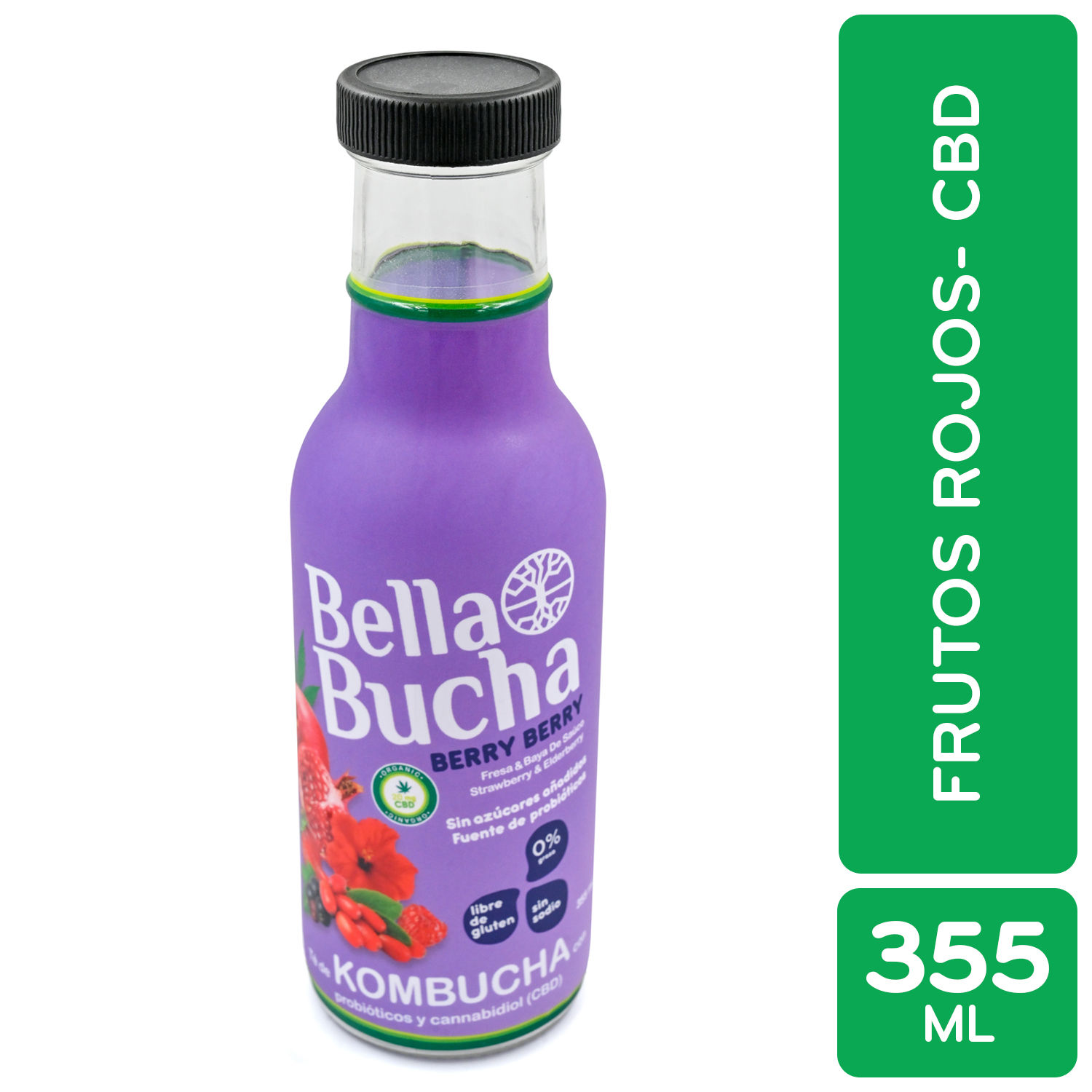 Bebida Te Líquido Berry Berry Cbd Bella Bucha Botella 355 Ml | Auto Mercado