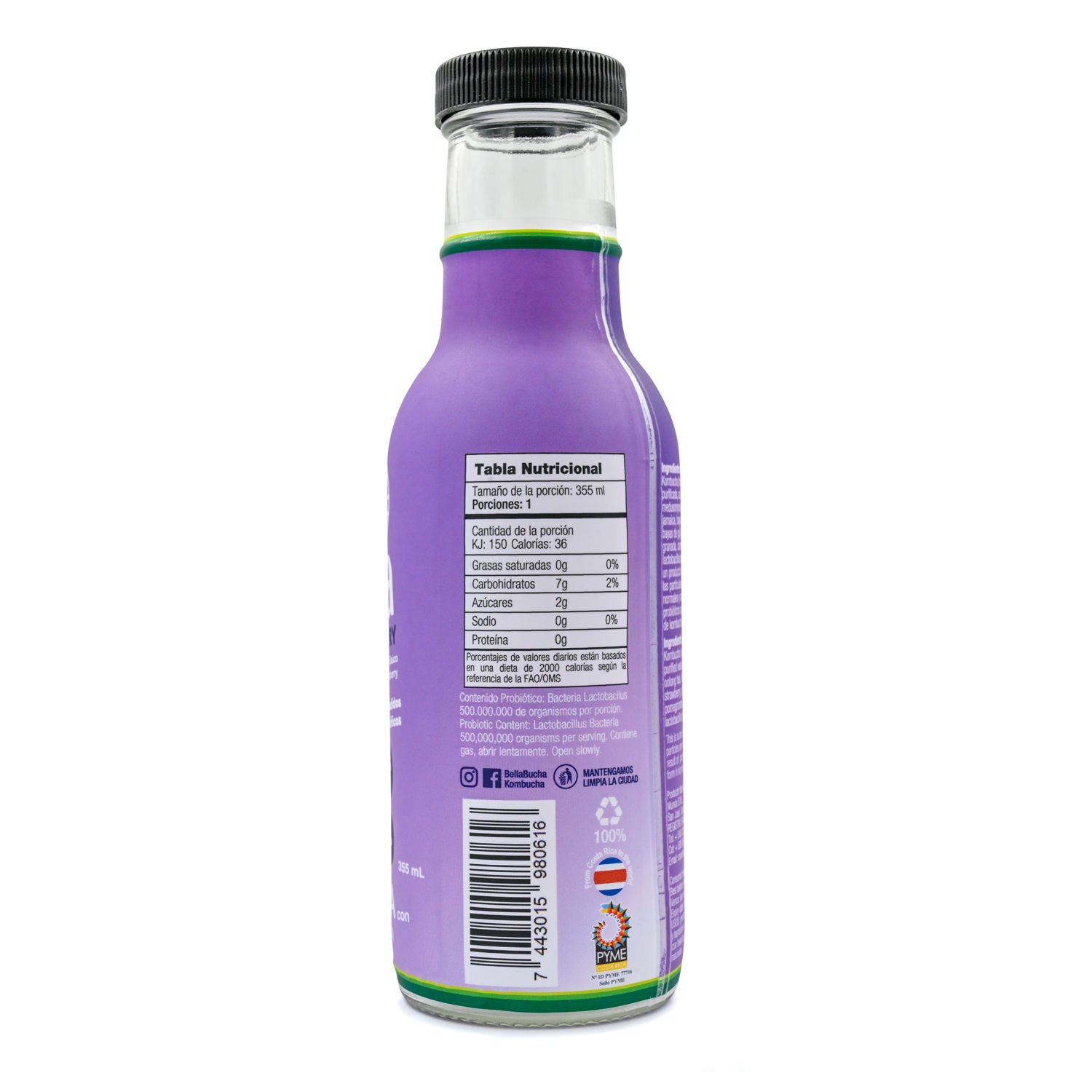 Bebida Te Líquido Berry Berry Cbd Bella Bucha Botella 355 Ml | Auto Mercado
