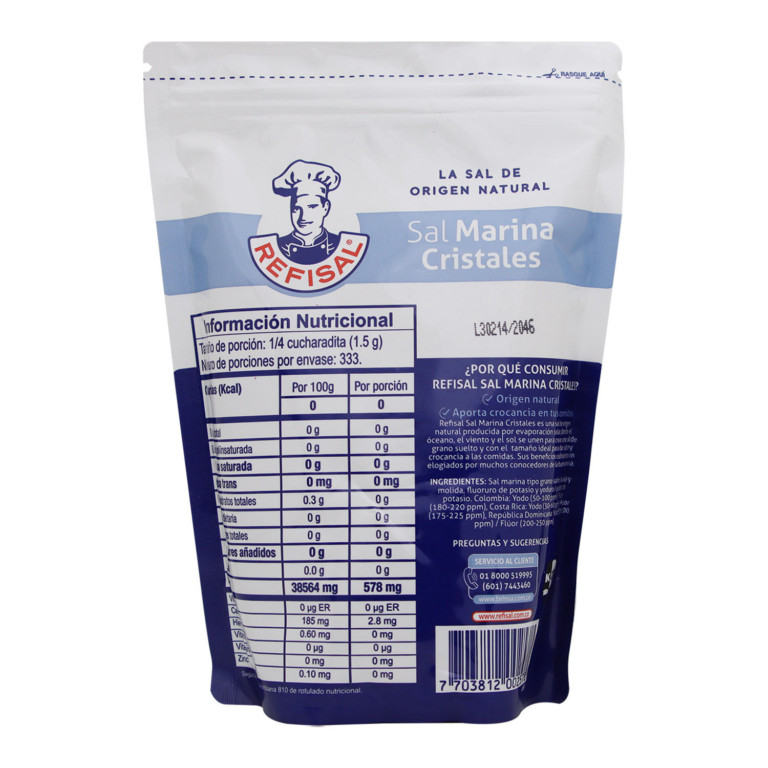 Sal Marina Refisal Bolsa 500 G | Auto Mercado
