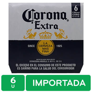 Cerveza Importada Mexico 6 Unidades Corona Caja 2130 Ml | Auto Mercado