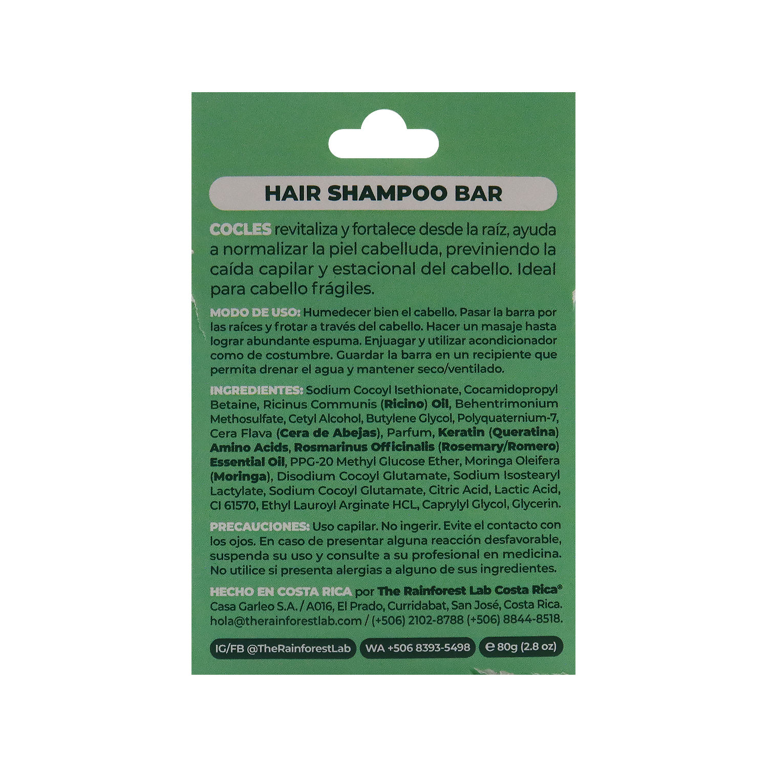 Shampoo Natural Cocles Control Caida The Rainforest Lab Caja 60 G ...