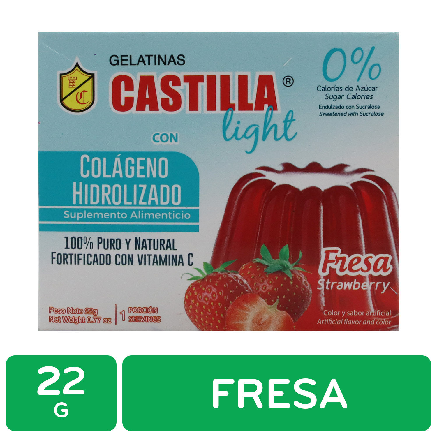 Gelatina Castilla Light Fresa Colageno Hidrolizado Caja 22 G | Auto Mercado