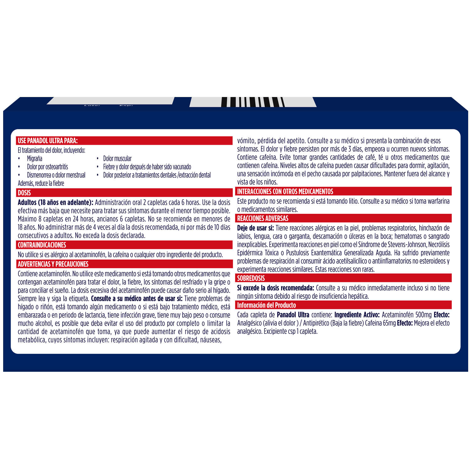 Analgesico Ultra Adulto Panadol | Auto Mercado