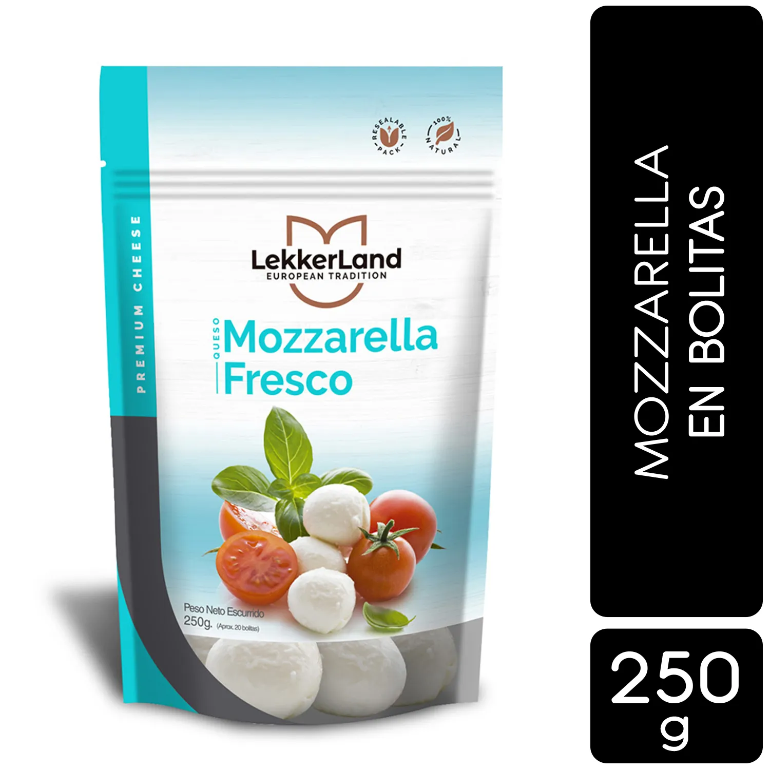 Queso Mozzarella Bolita Lekkerland Paquete 250 G | Auto Mercado