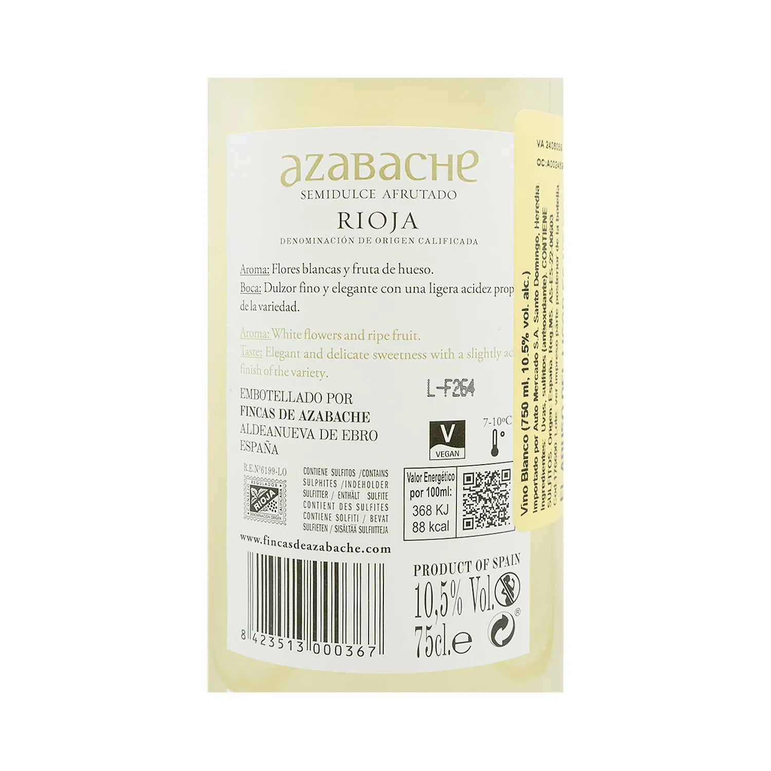 Vino Blanco España Semidulce Rioja Azabache | Auto Mercado