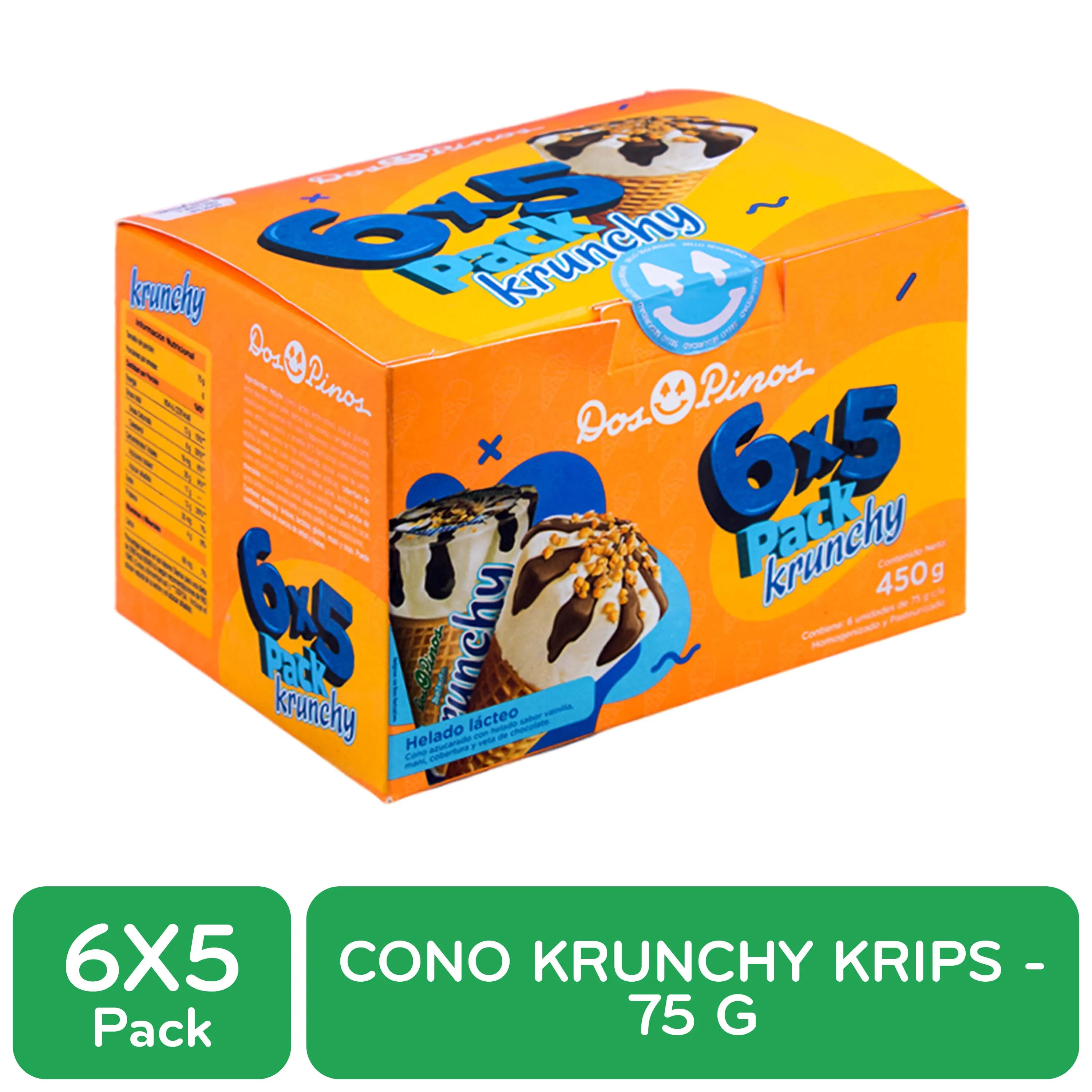 Helado Krunchy 6x5 Dos Pinos Caja 450 G | Auto Mercado