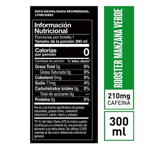 Bebida Energizante Saborizada Manzana Verde Rooster Natural Boos ...