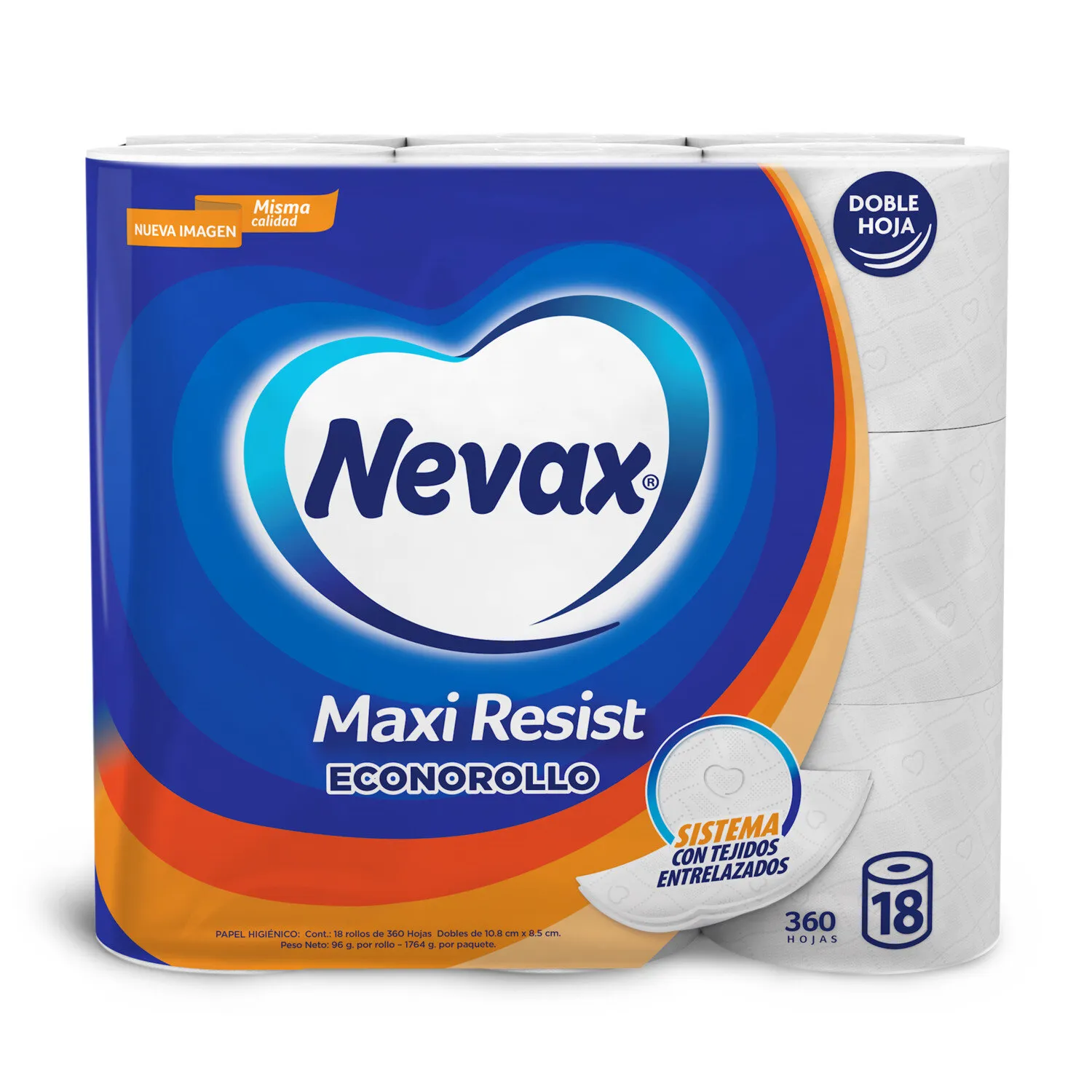 Papel Higienico Doble Hoja Maxi Resist 18u Nevax Paquete 1485 G | Auto ...