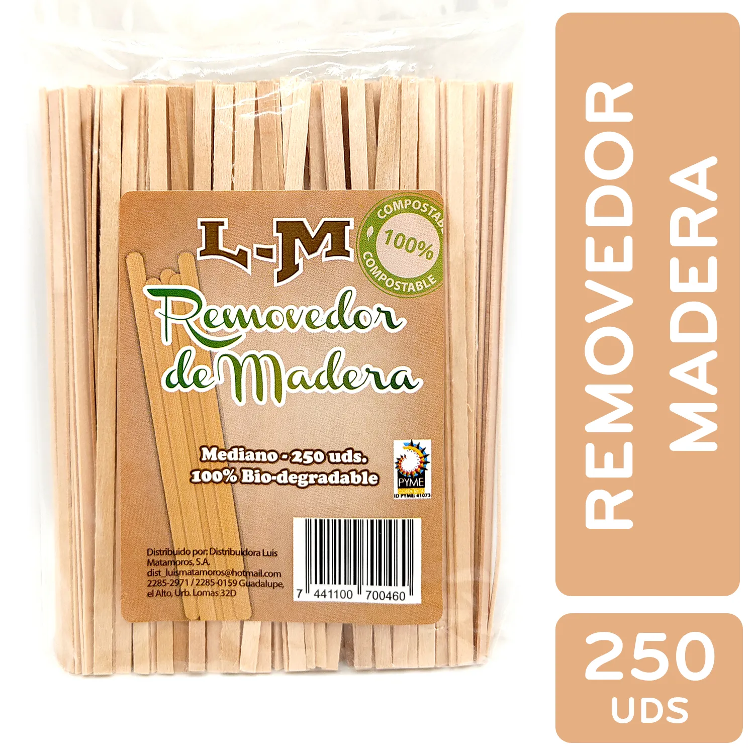 Removedor Madera Mediano Bio Lm Bolsa 250 Unid | Auto Mercado