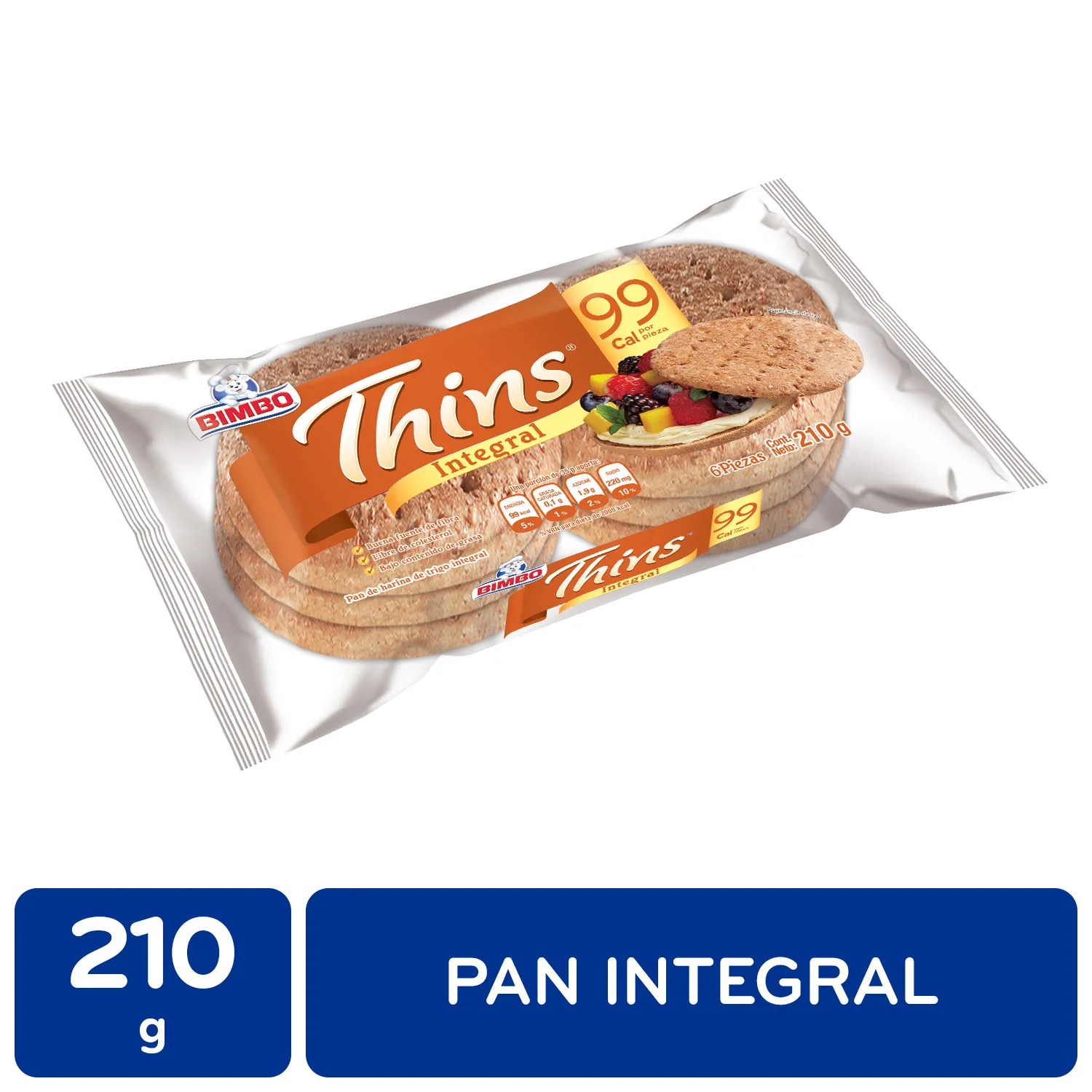 Pan Empacado Integral Sandwich Bimbo Paquete 210 G | Auto Mercado