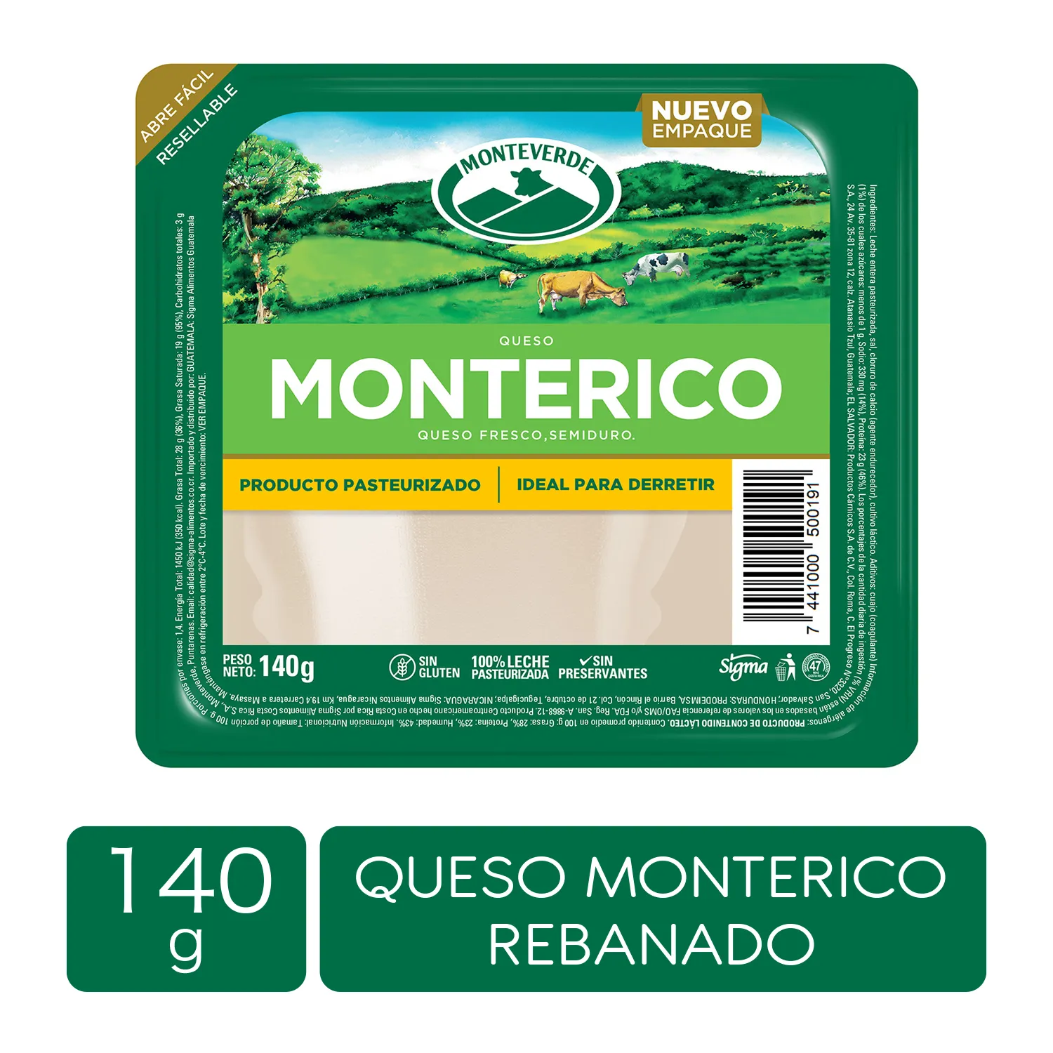 Queso Monte Rico Rebanado 7u Monteverde | Auto Mercado