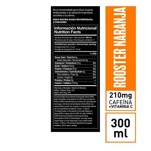 Bebida Energizante Saborizada Booster Inmmunity Naranja Rooster Botella ...