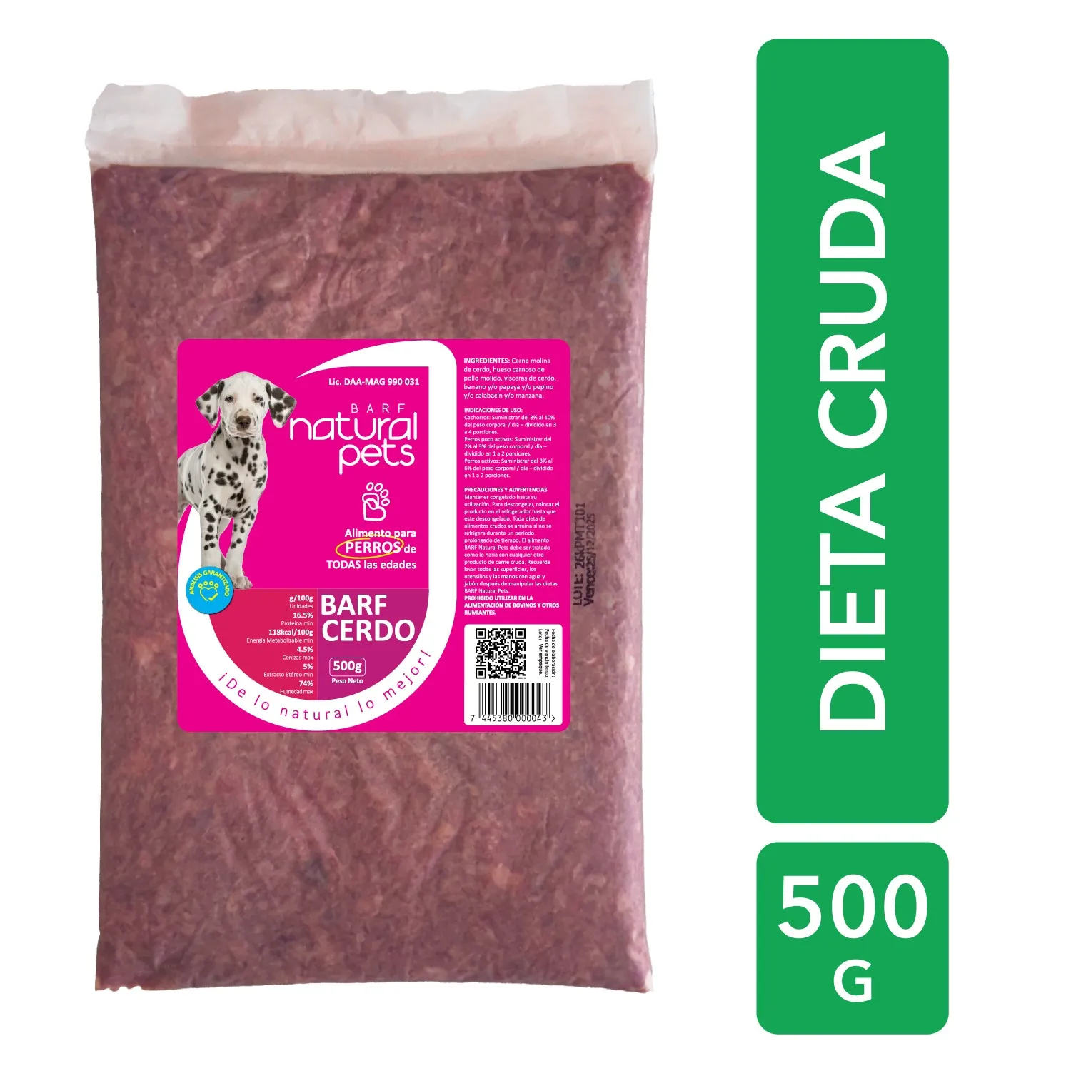 Alimento Perro Congelado Cerdo Barf Natural Pets | Zoomies