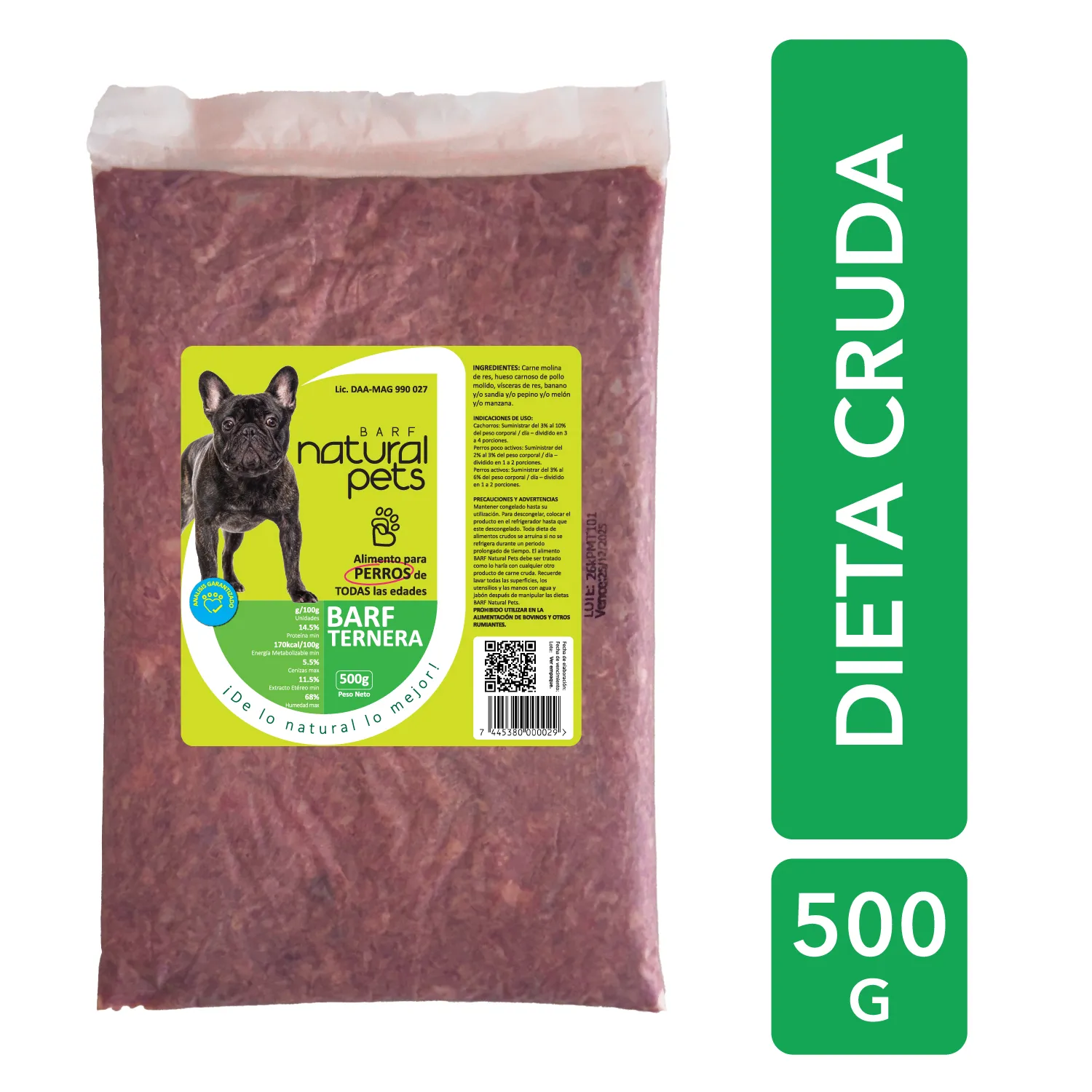 Alimento Perro Congelado Ternera Barf Natural Pets | Zoomies