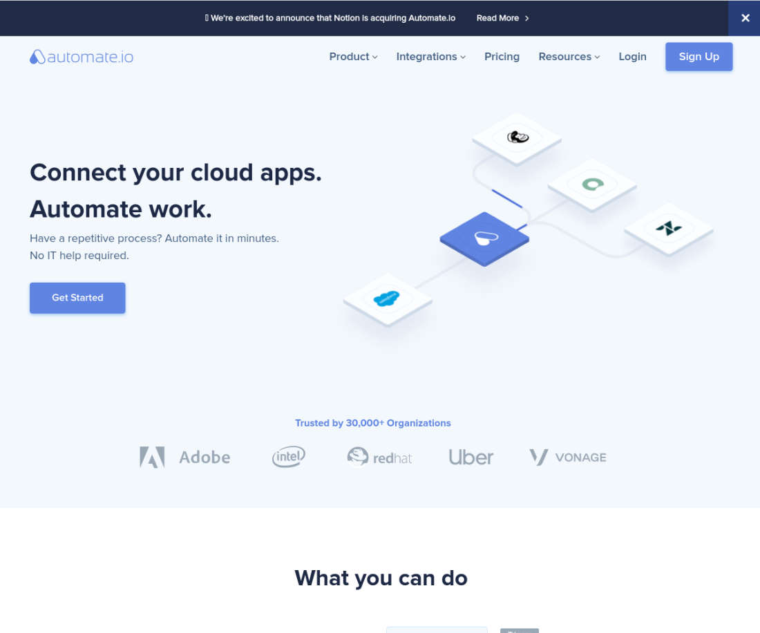 automation..! aggregates all available automation apps and integrations.