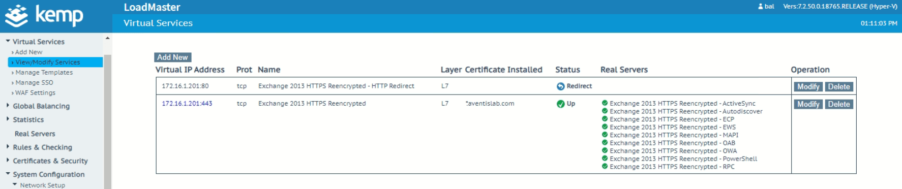 Reverse Proxy for Exchange with KEMP - AventisTech