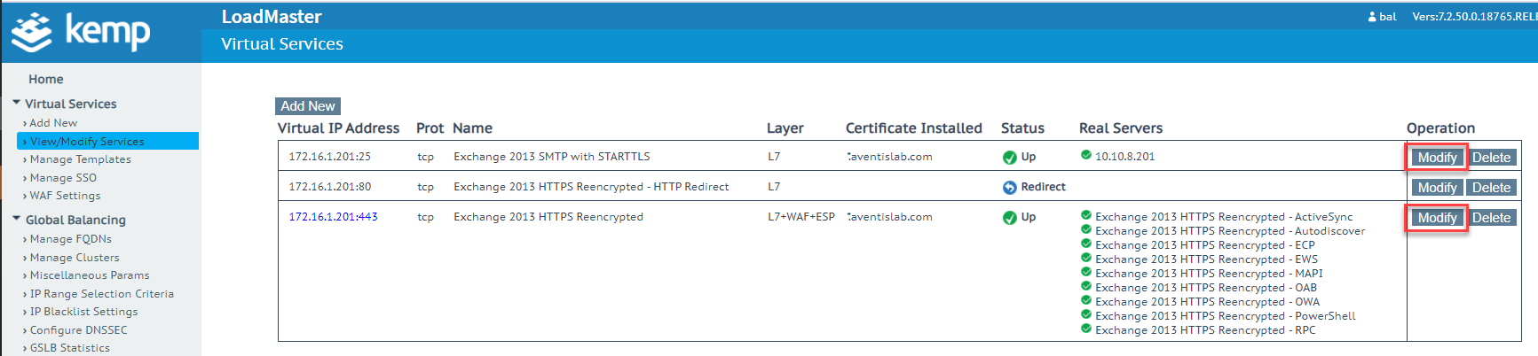 Reverse Proxy for Exchange with KEMP - AventisTech