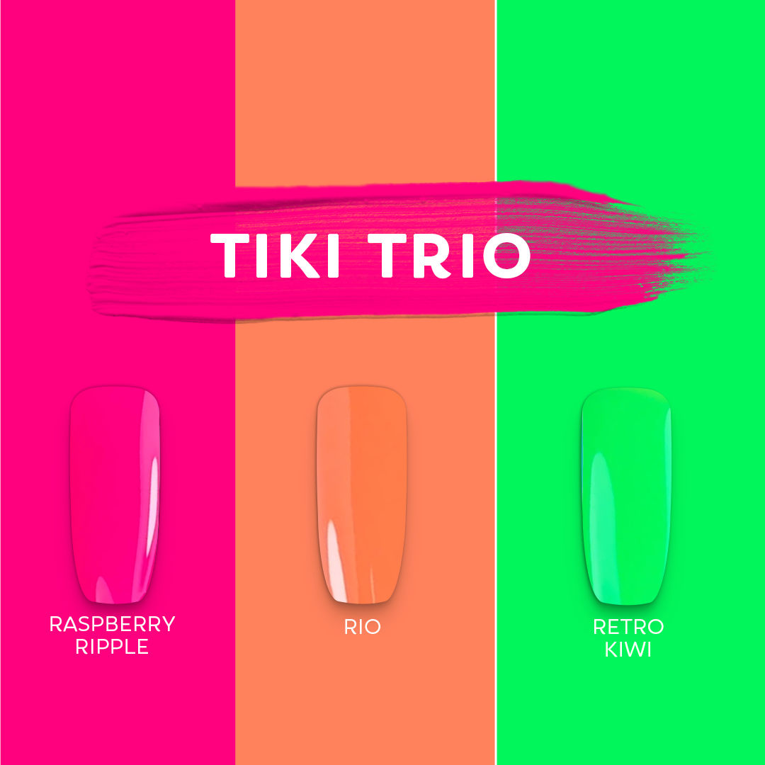 GEL POLISH COLOUR SET - TIKI TRIO. PRODUCT SETS AND BUNDLES.