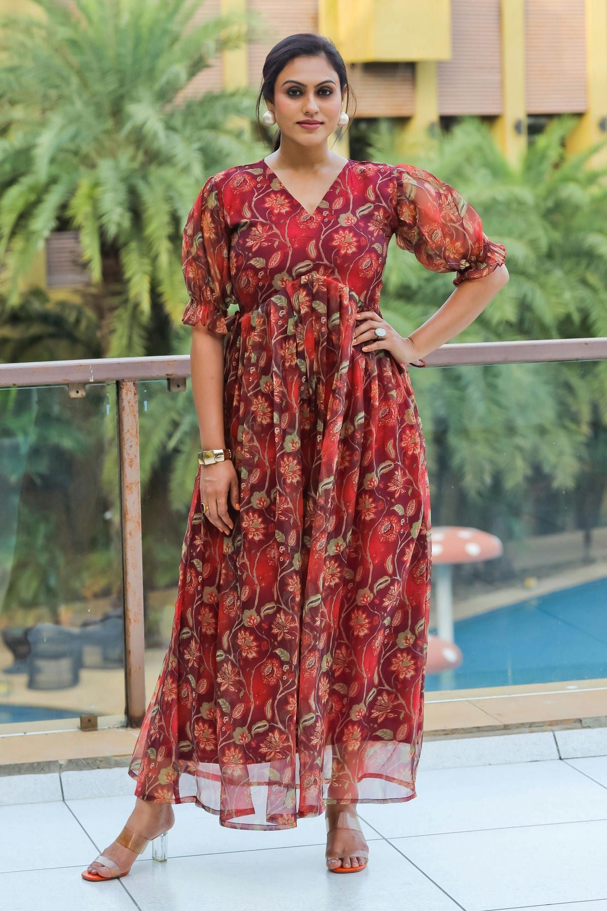 Pure Organza Stitched Digital Print Dress WW05730195 Pure Organza Stitched Digital Print Dress WW05730195