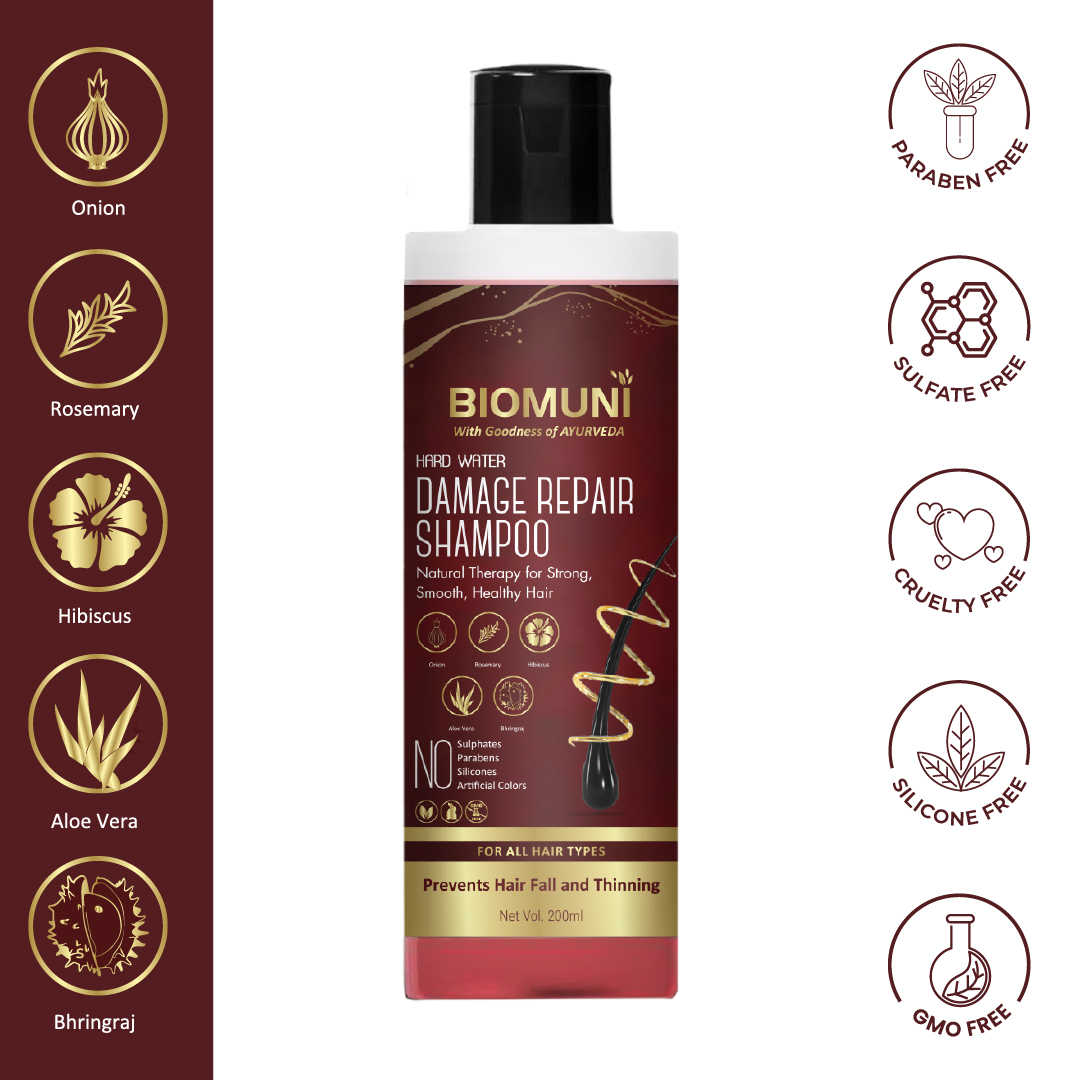 BIOMUNI Natural and Ayurvedic Hard Water Shampoo For Hair Growth & Hair ...