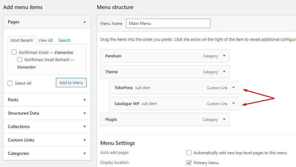 Cara Membuat Menu dan Sub Menu di WordPress - Dosen Online